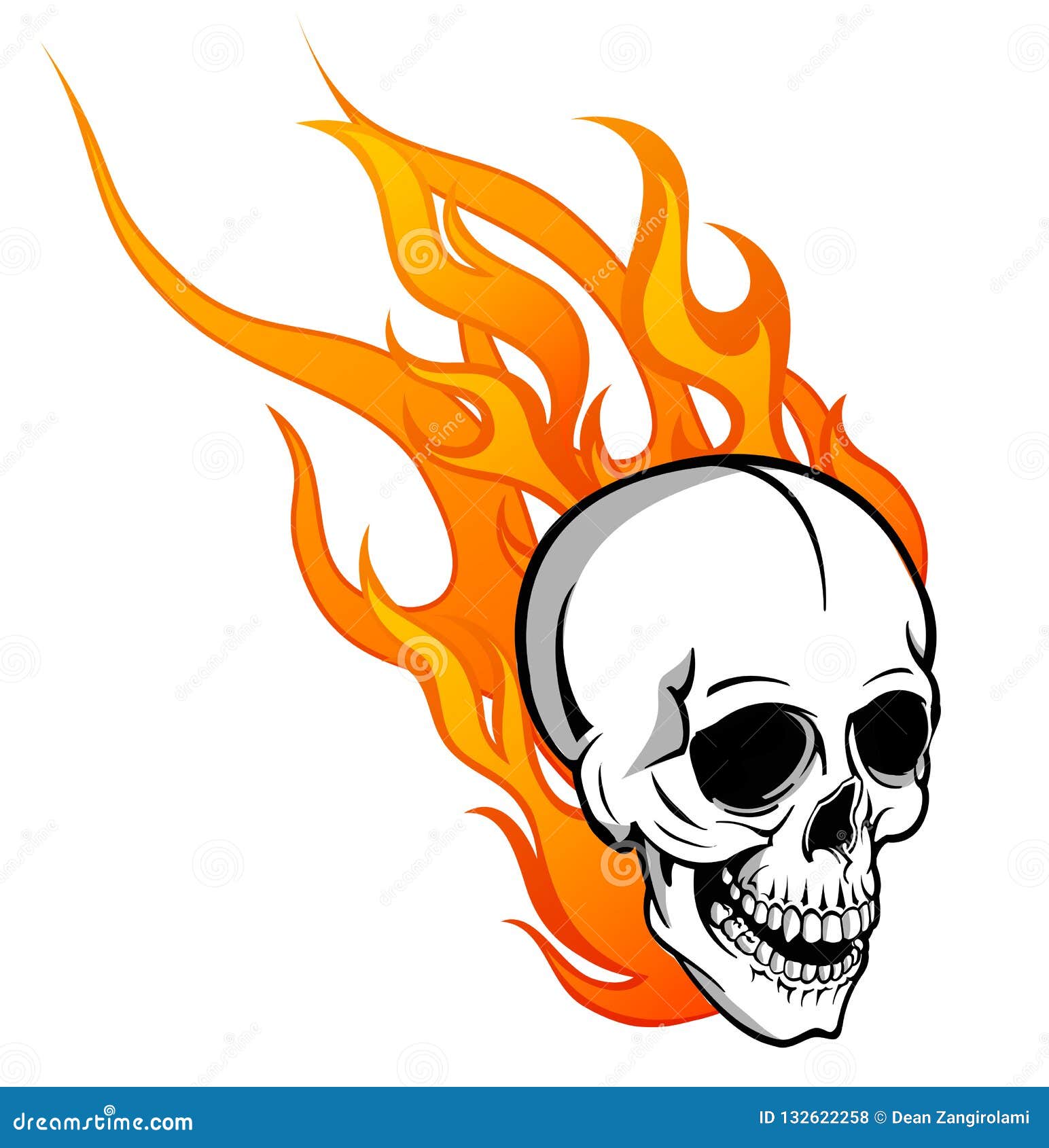 Skull on Fire with Flames Vector Illustration Stock Vector ...
