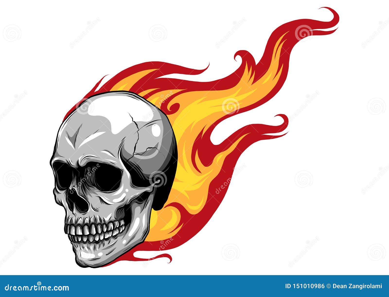 Skull on Fire with Flames Vector Illustration Stock Vector ...