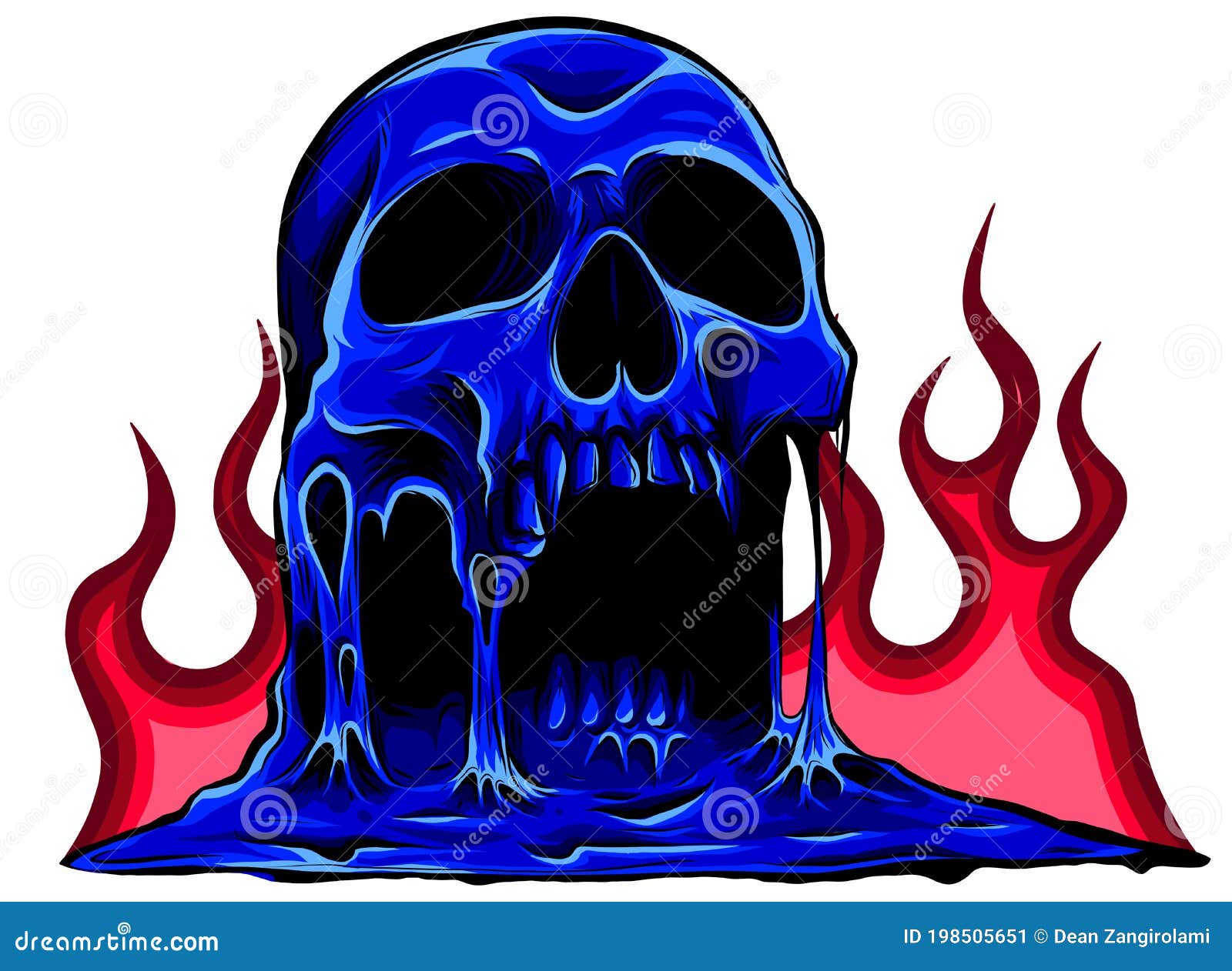 Skull on Fire with Flames Vector Illustration Stock Vector ...