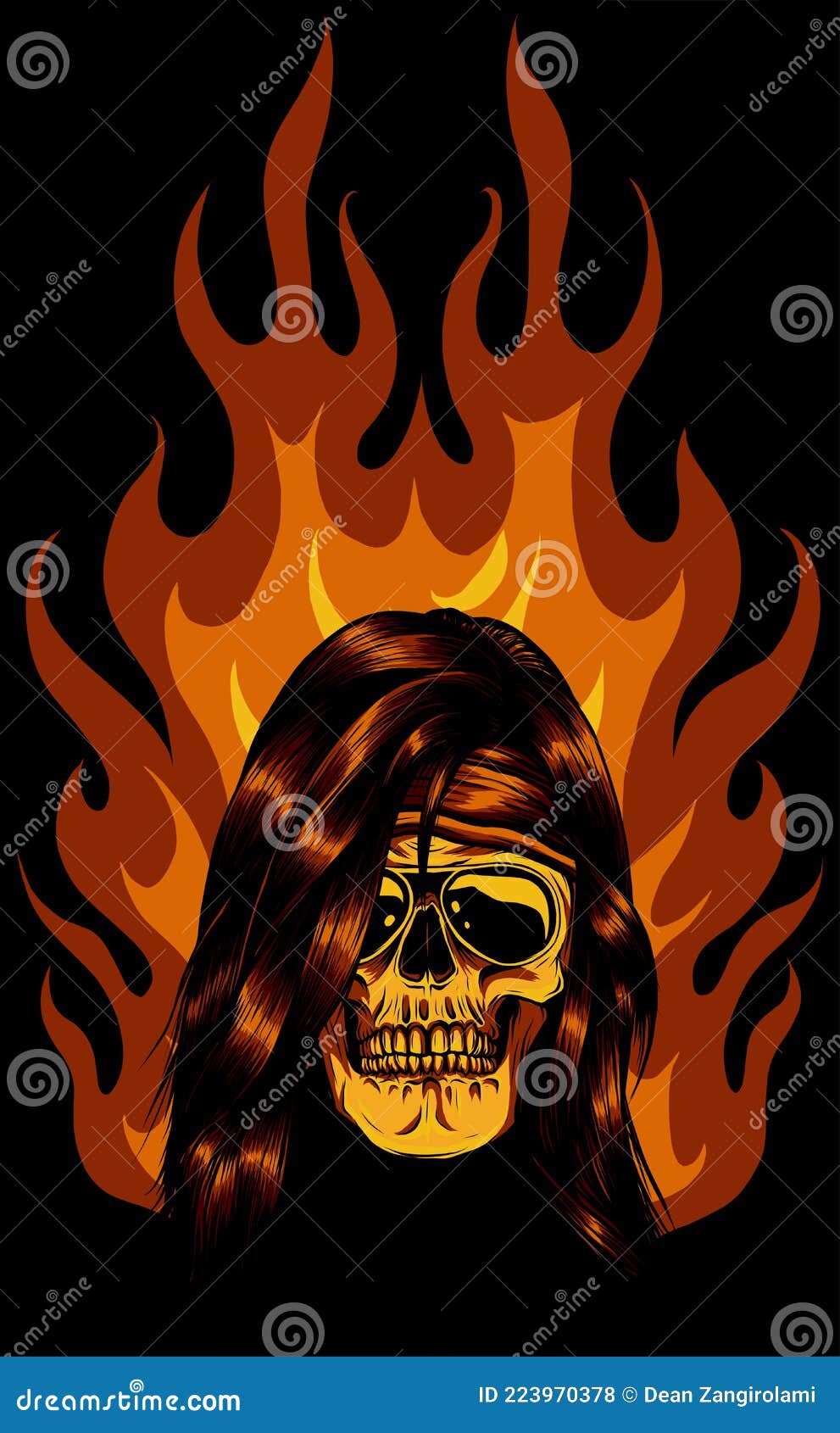 Skull on Fire with Flames Vector Illustration Stock Vector ...