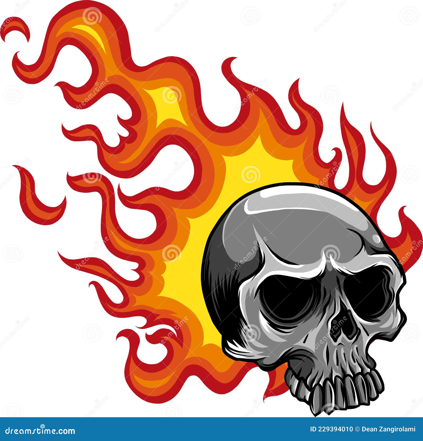 Skull on Fire with Flames Vector Illustration Stock Vector ...