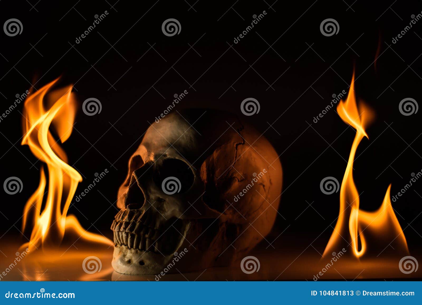 Skull in fire stock image. Image of llamaradas, fire - 104841813