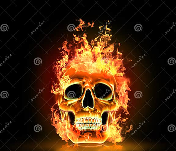 Skull with fire. stock illustration. Illustration of beautiful - 48194676