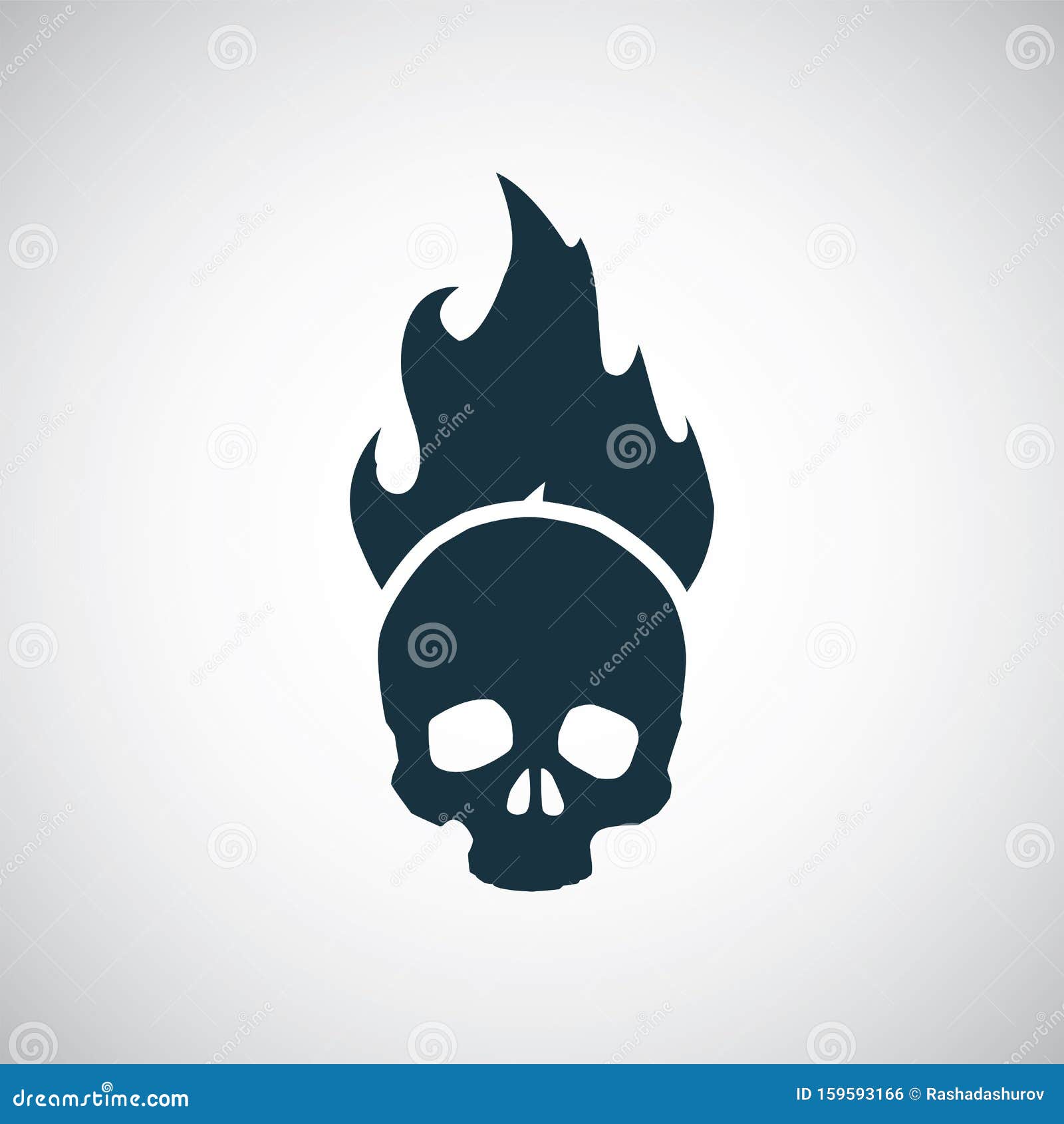 Skull On Fire Rock And Roll Vector Logo Or Emblem, Aggressive Skull ...