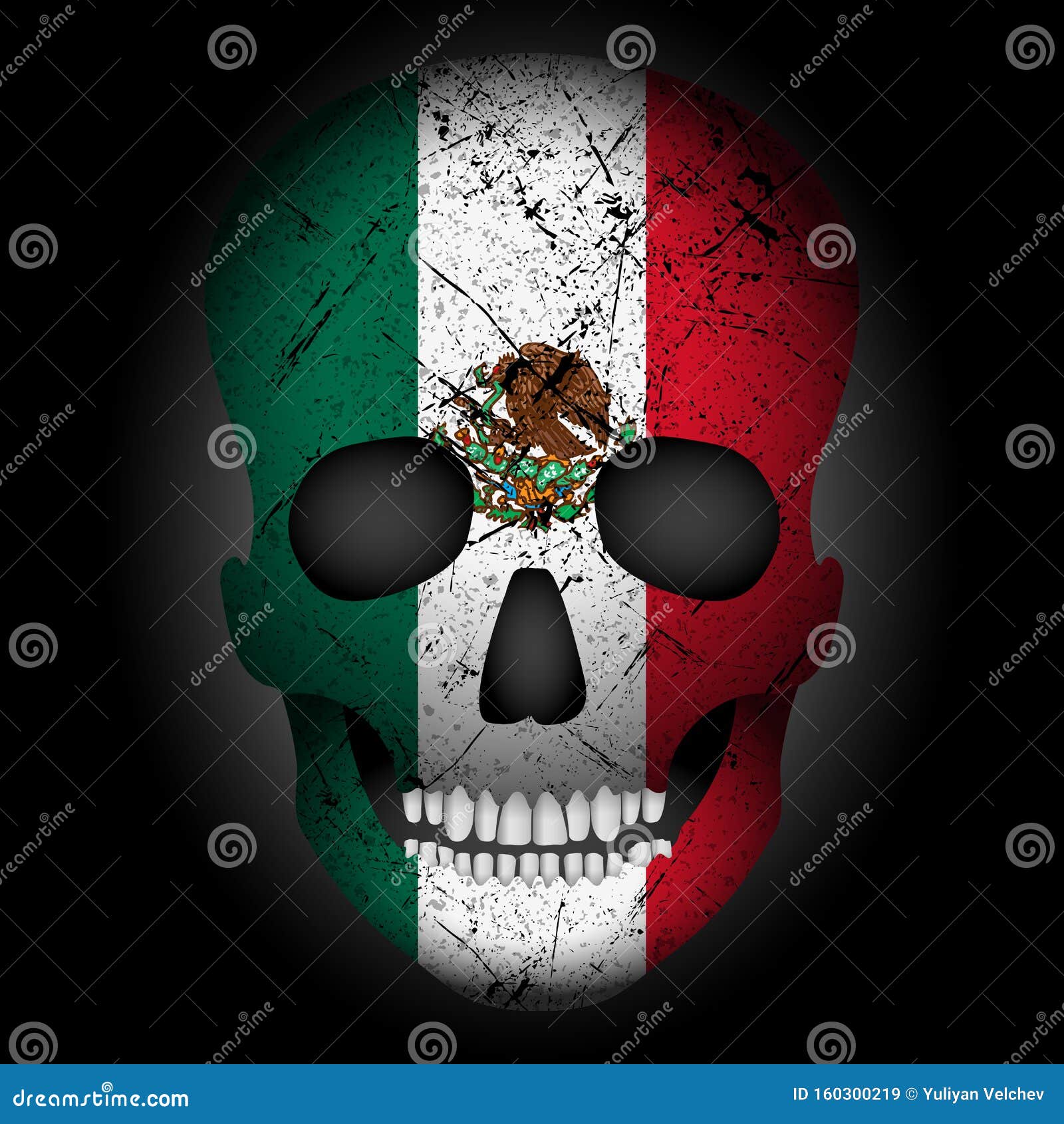Skull flag Mexico stock vector. Illustration of dead - 160300219