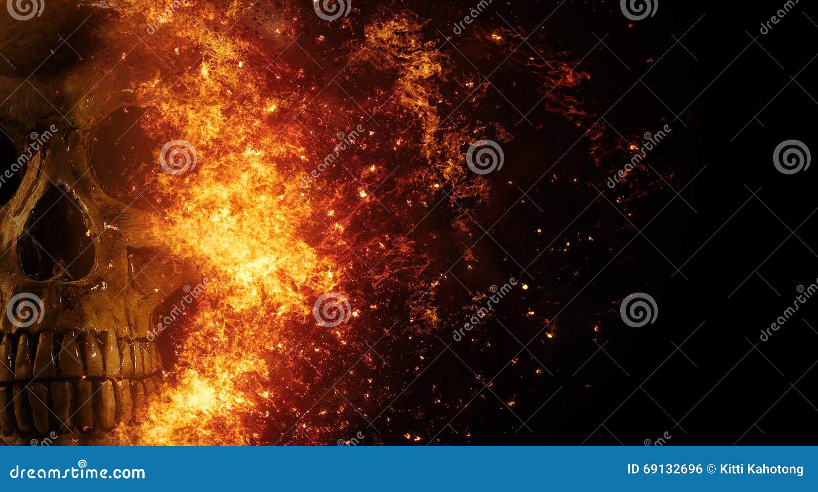 Skull Fire Logo Design Vector Illustration | CartoonDealer.com #172378778