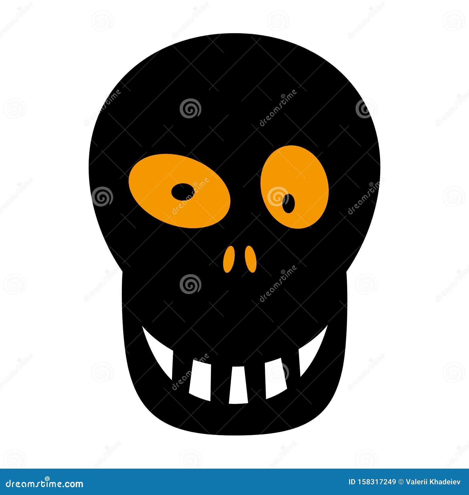 Skull Flat Single Icon. Halloween Skeleton Head Symbol of Fear and ...