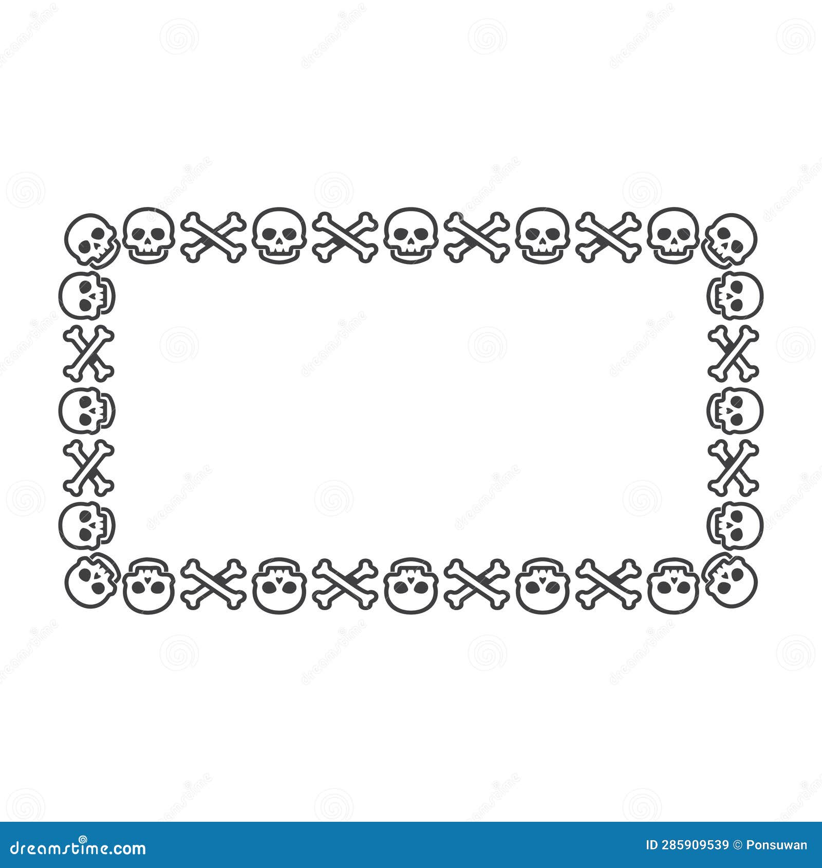 Skull Frame Rectangle Halloween Vector Stock Vector - Illustration of ...