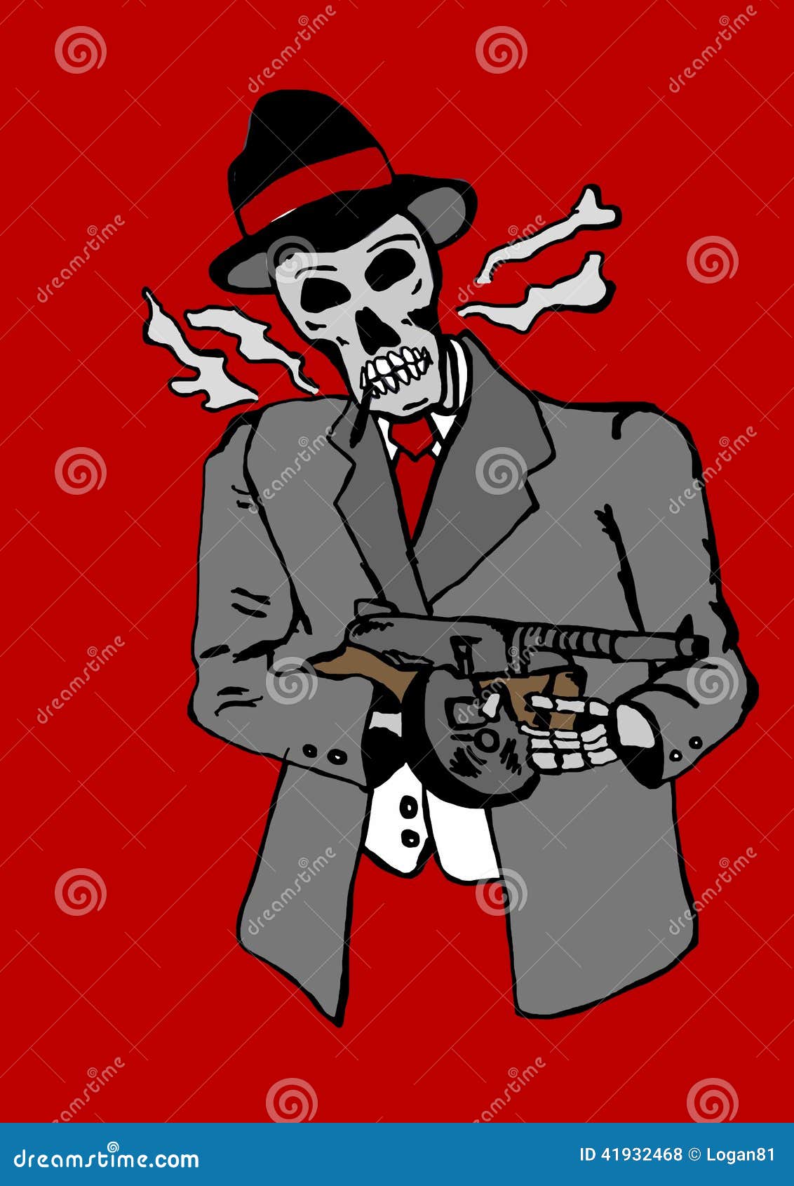 Skull gangster stock illustration. Illustration of criminal - 41932468