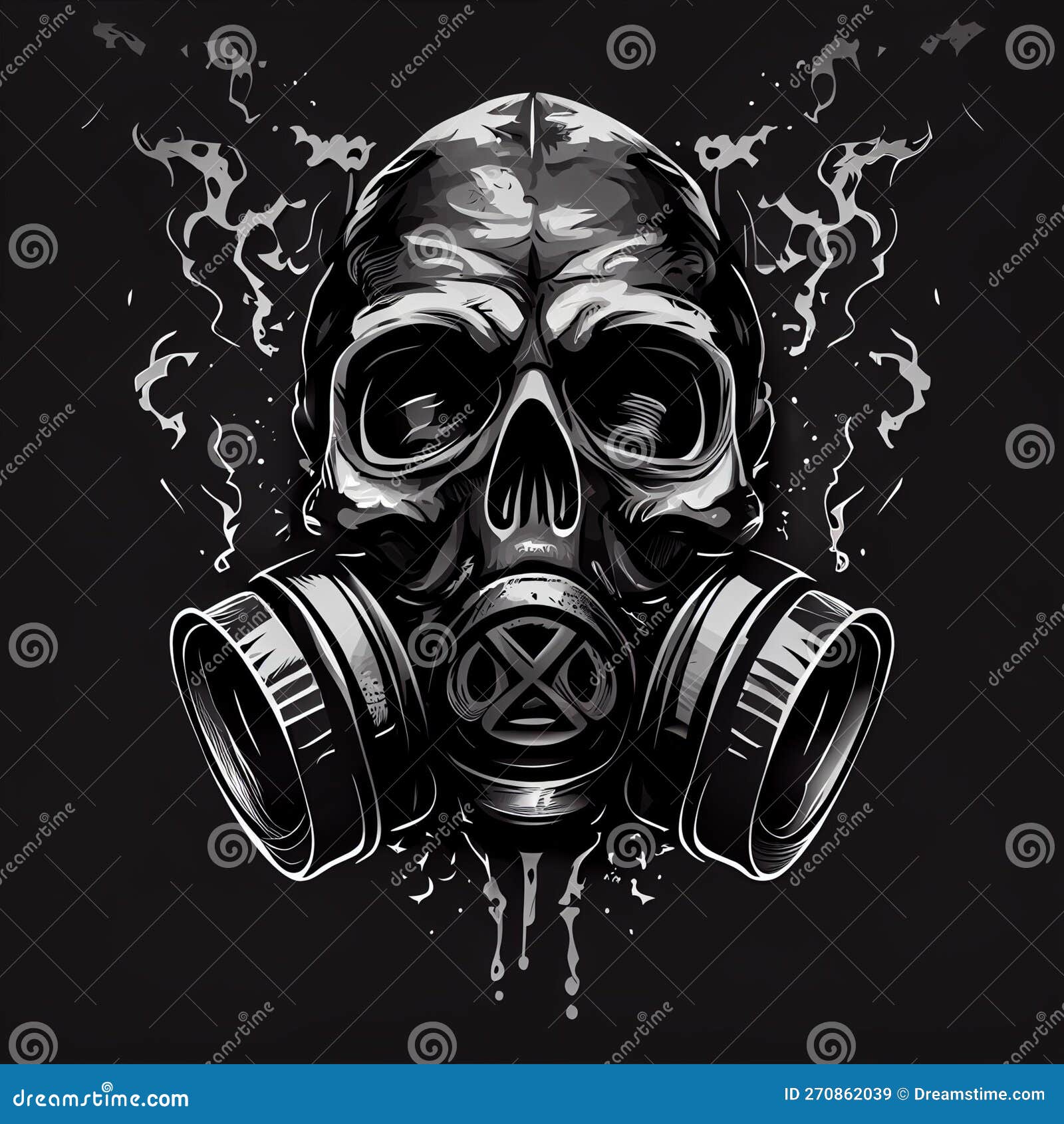 Skull in gas mask stock illustration. Illustration of organ - 270862039