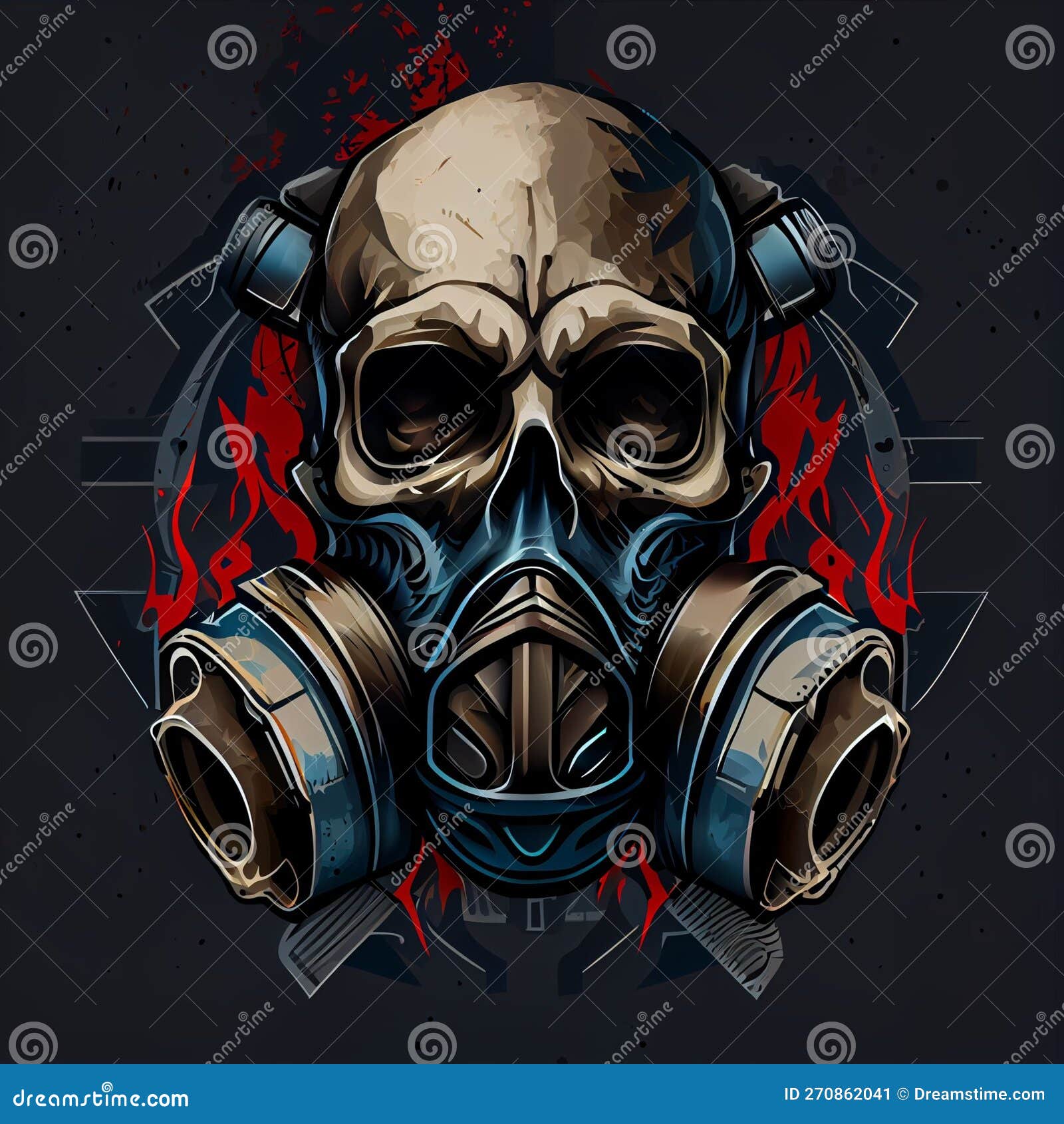 Skull in gas mask stock illustration. Illustration of drawing - 270862041