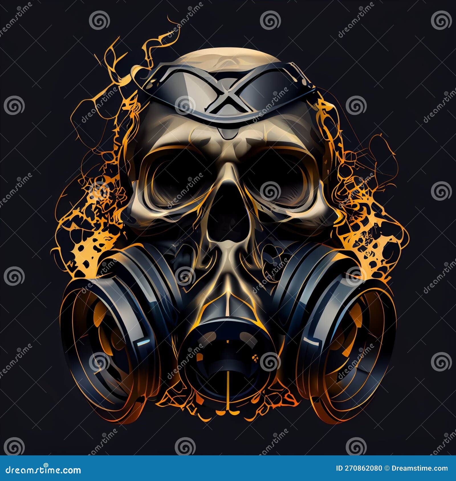 Skull in gas mask stock illustration. Illustration of evident - 270862080