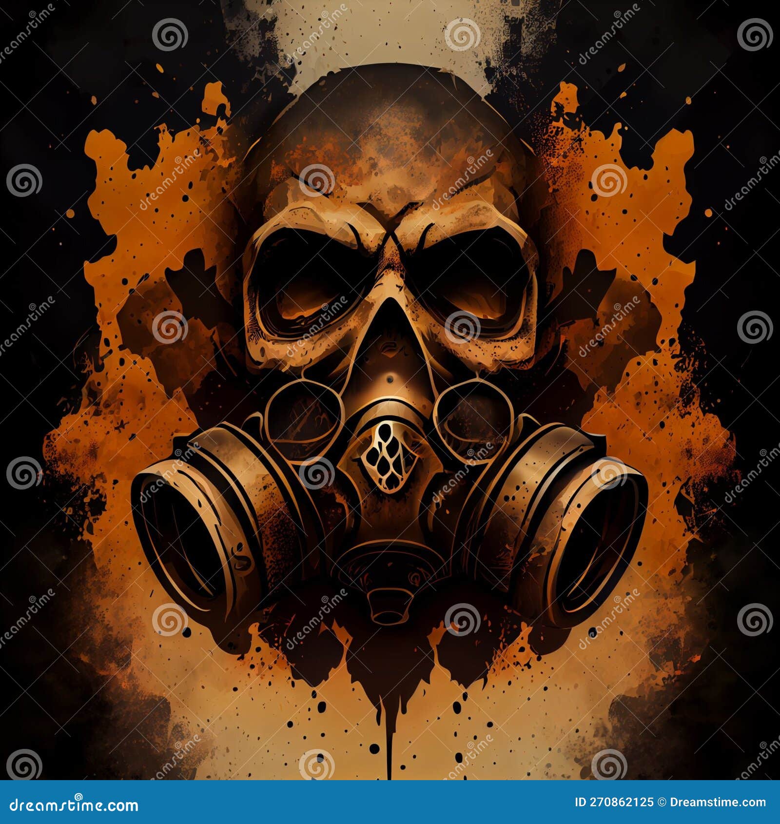 Skull in gas mask stock illustration. Illustration of crisp - 270862125