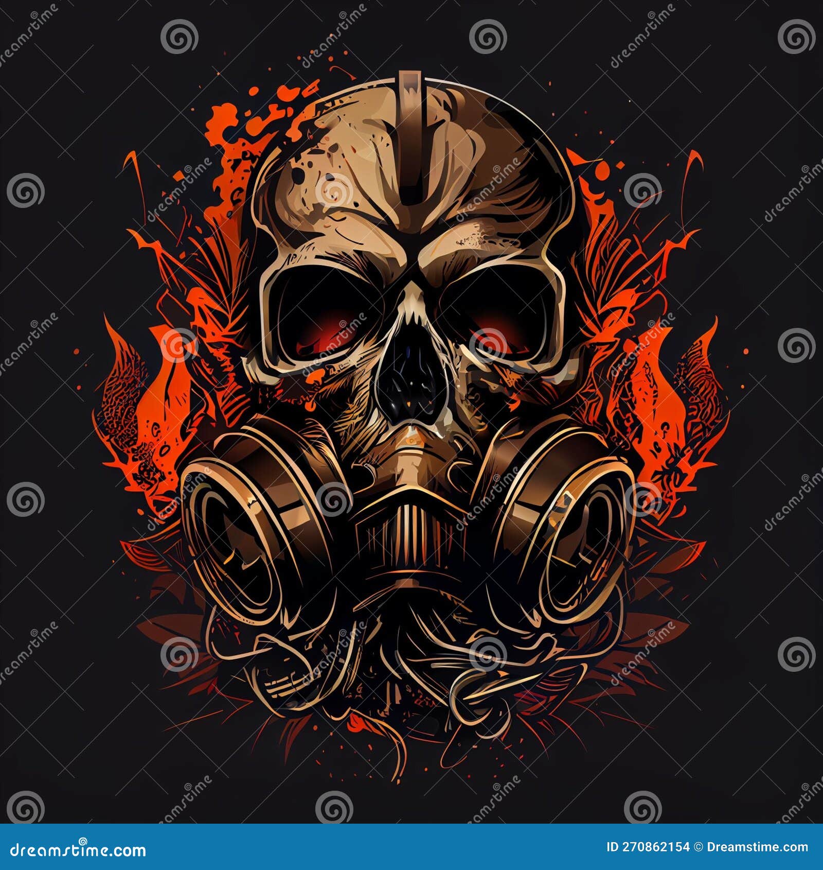 Skull in gas mask stock illustration. Illustration of skull - 270862154