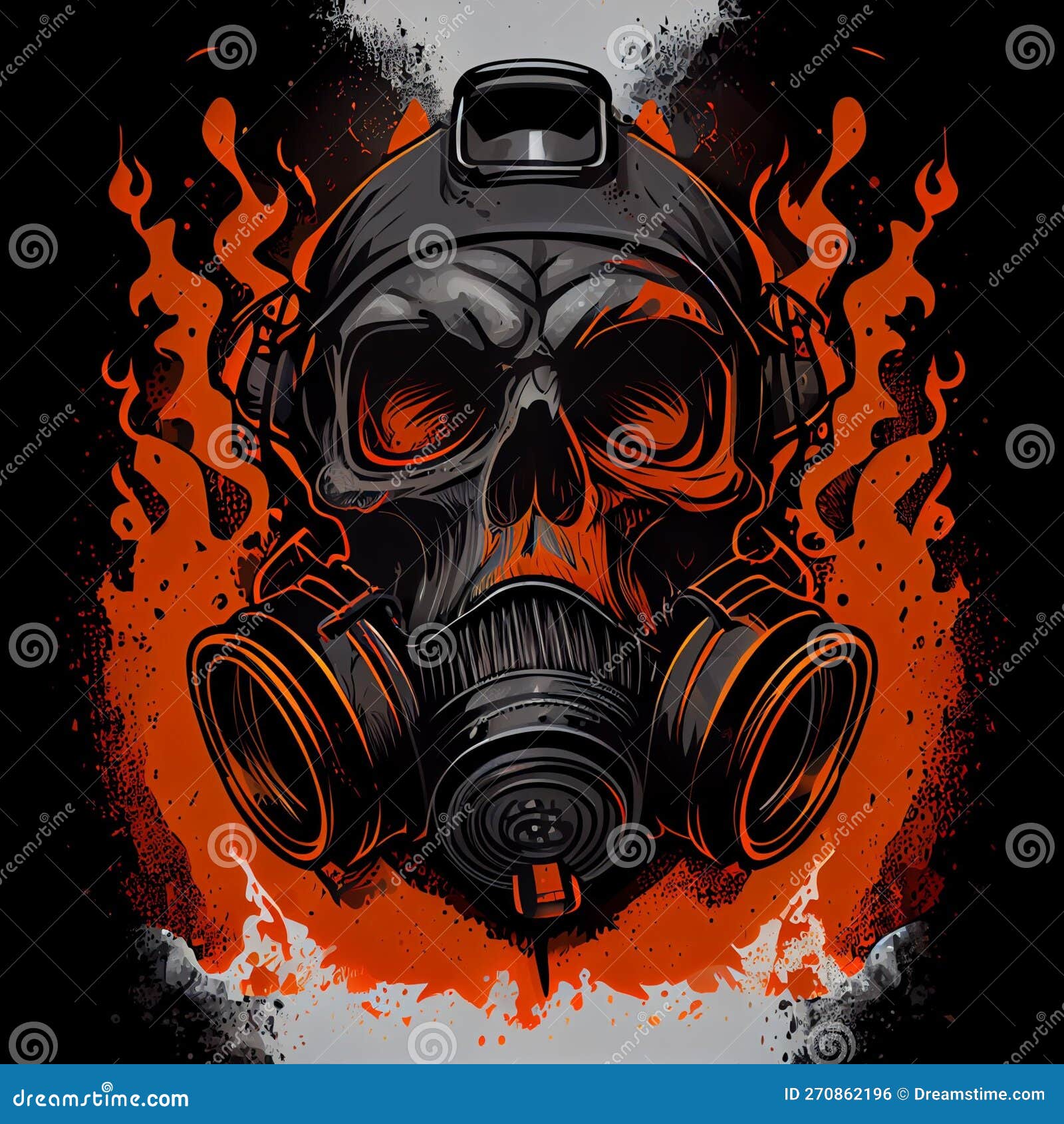 Skull in gas mask stock illustration. Illustration of text - 270862196