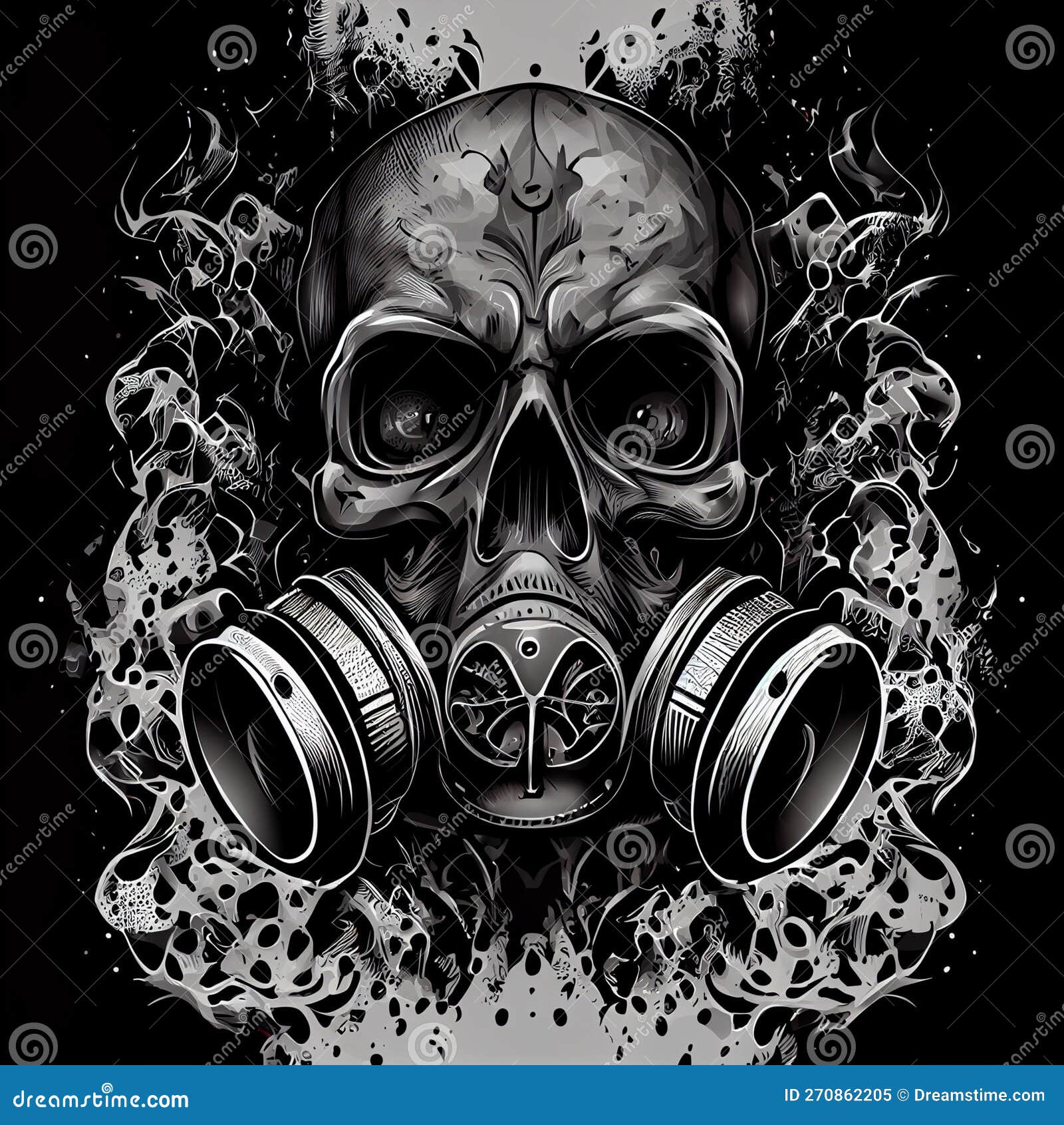 Skull in gas mask stock illustration. Illustration of mask - 270862205