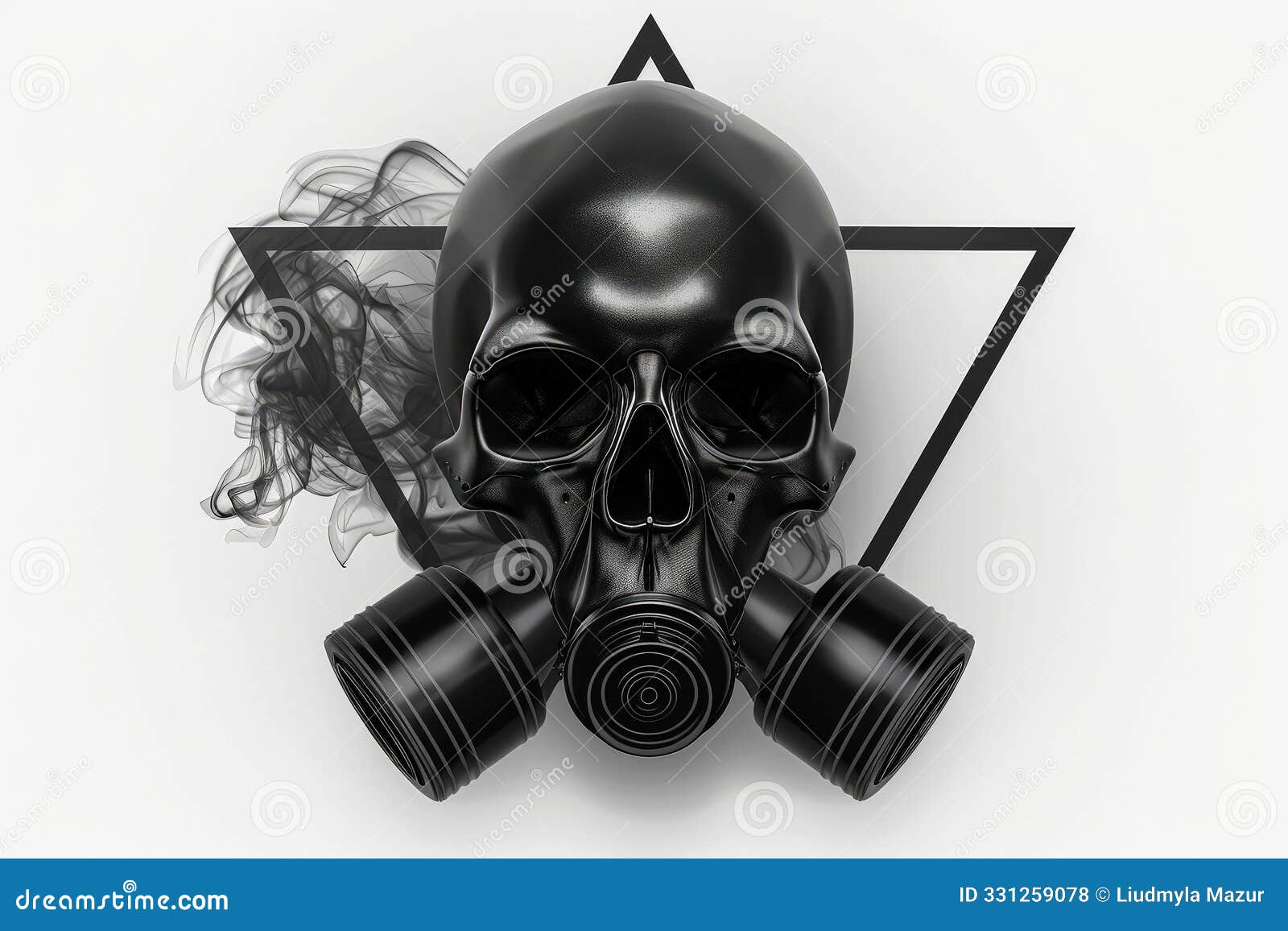 A Skull with a Gas Mask on it is Surrounded by a Triangle. Stock Photo ...