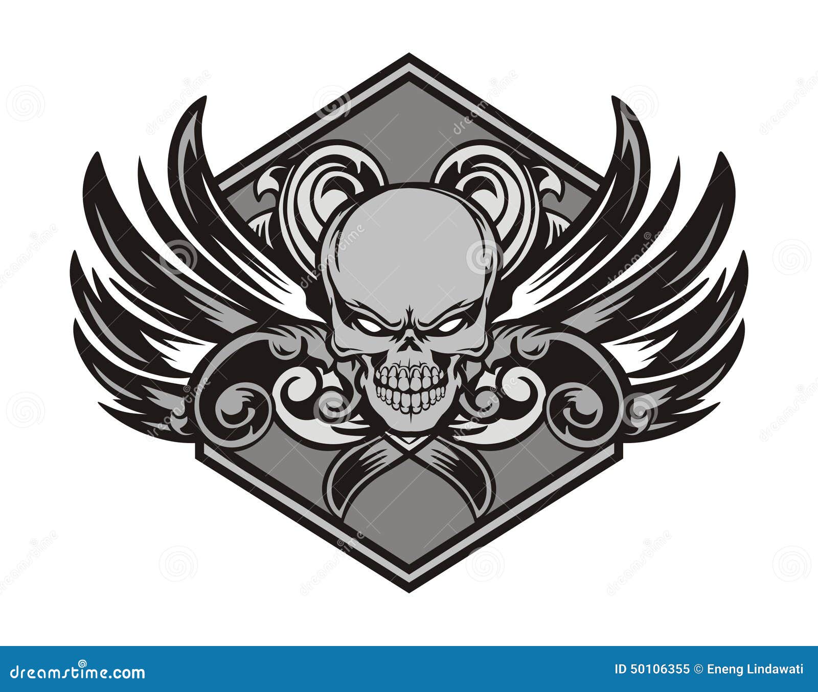 Skull 3 gear emblem stock illustration. Illustration of design - 50106355