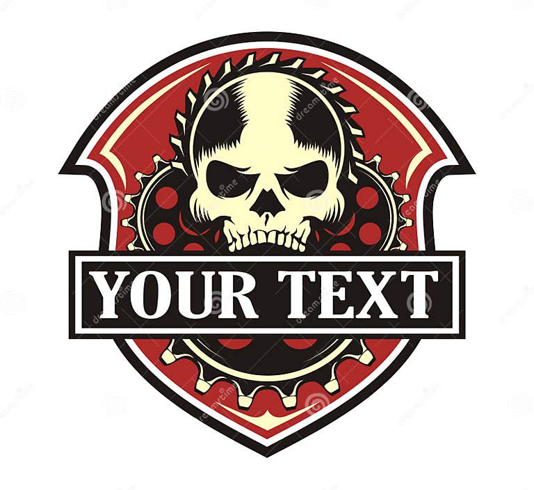 Skull gear red emblem stock illustration. Illustration of skull - 49577988