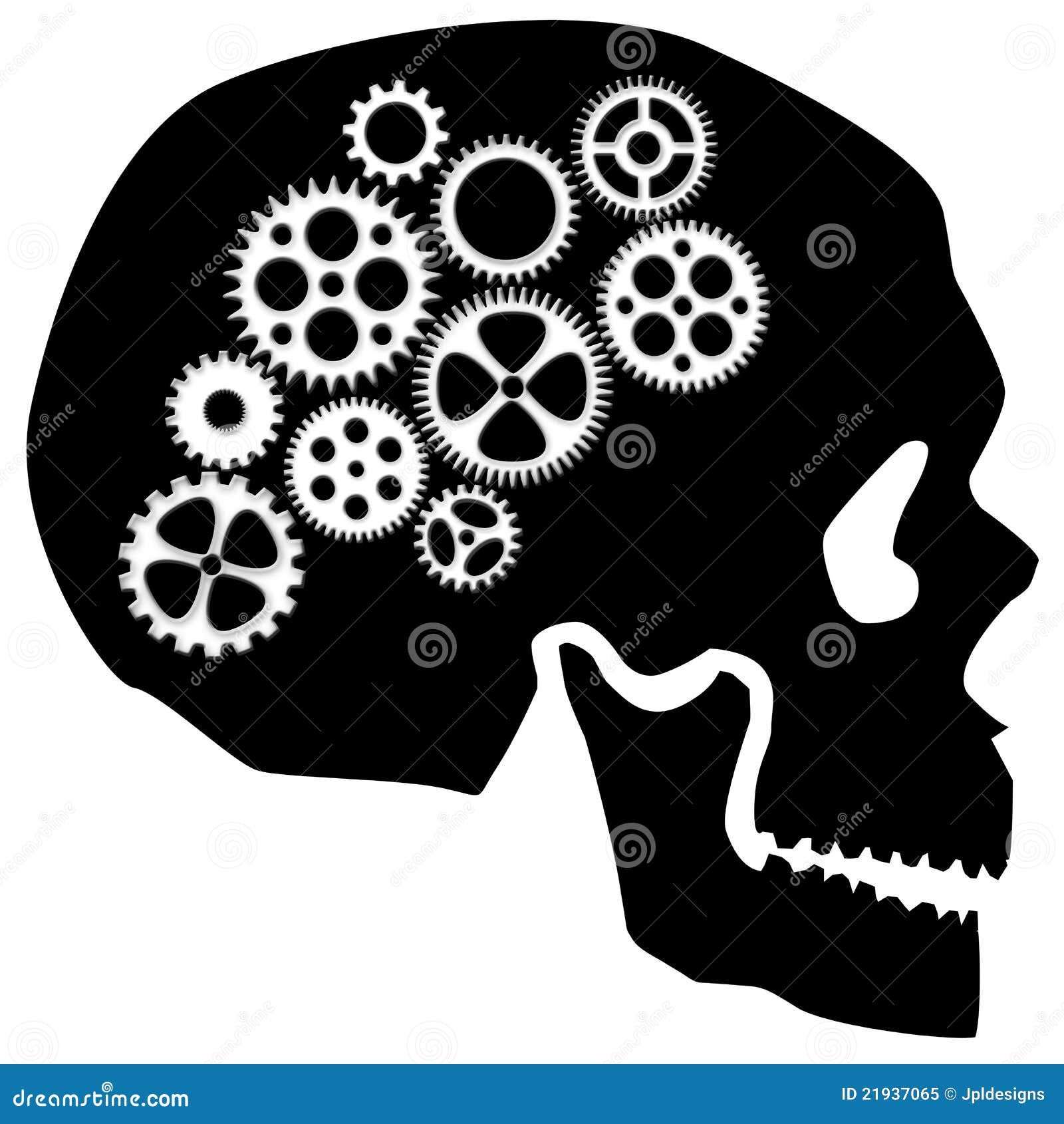 Skull with Gears Clipart stock illustration. Illustration of anatomy ...