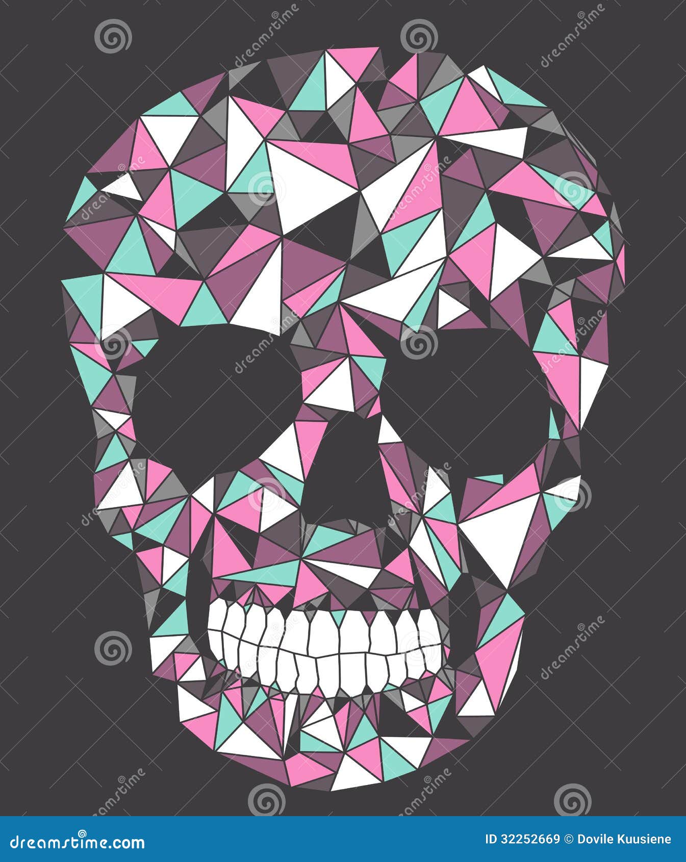 Skull with Geometric Pattern. Stock Vector - Illustration of black ...