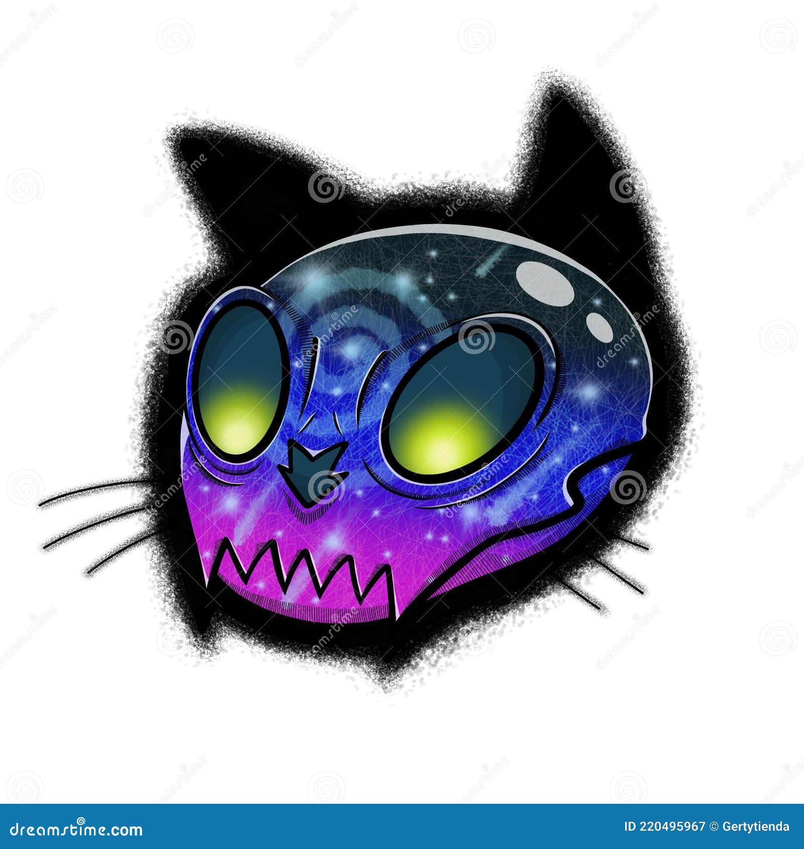 Skull Ghost Cat Character Design Illustration Stock Illustration ...