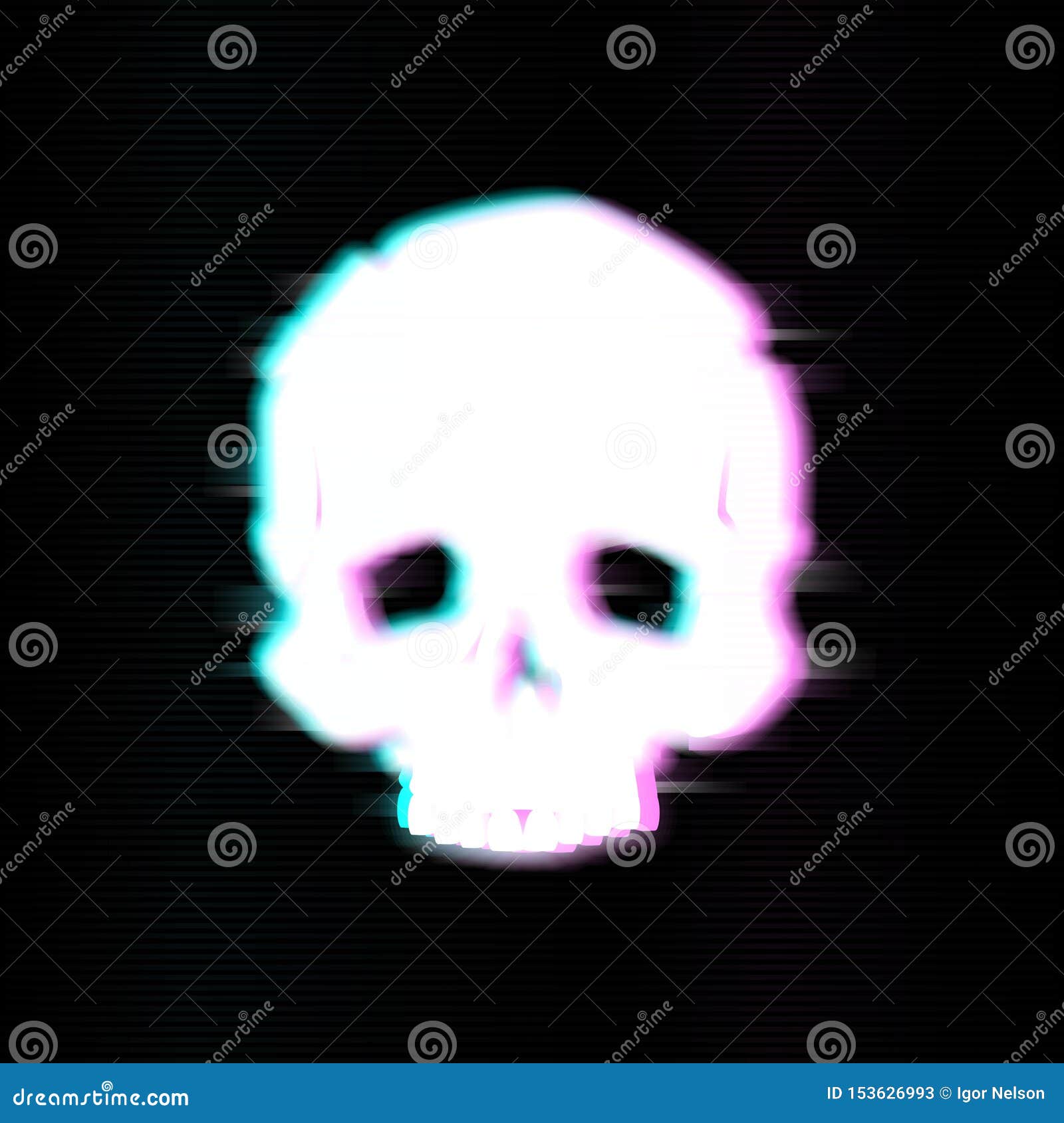 Skull in Glitch Style. Vector Illustration Design Stock Illustration ...
