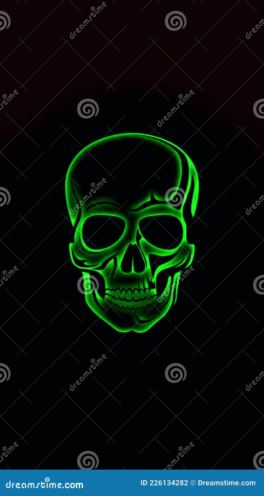 Skull Glow Green stock illustration. Illustration of face - 226134282