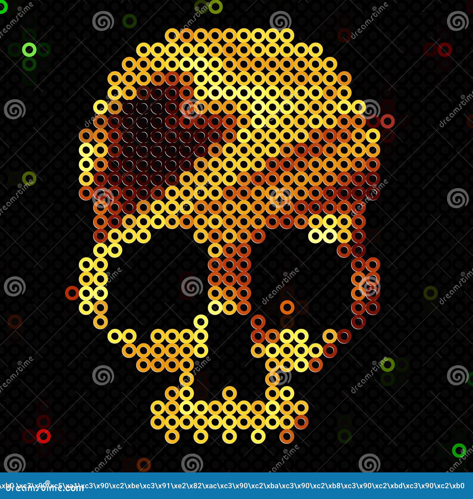 Skull Gold. Beads, Sequins. Shiny. Stock Vector - Illustration of bone ...