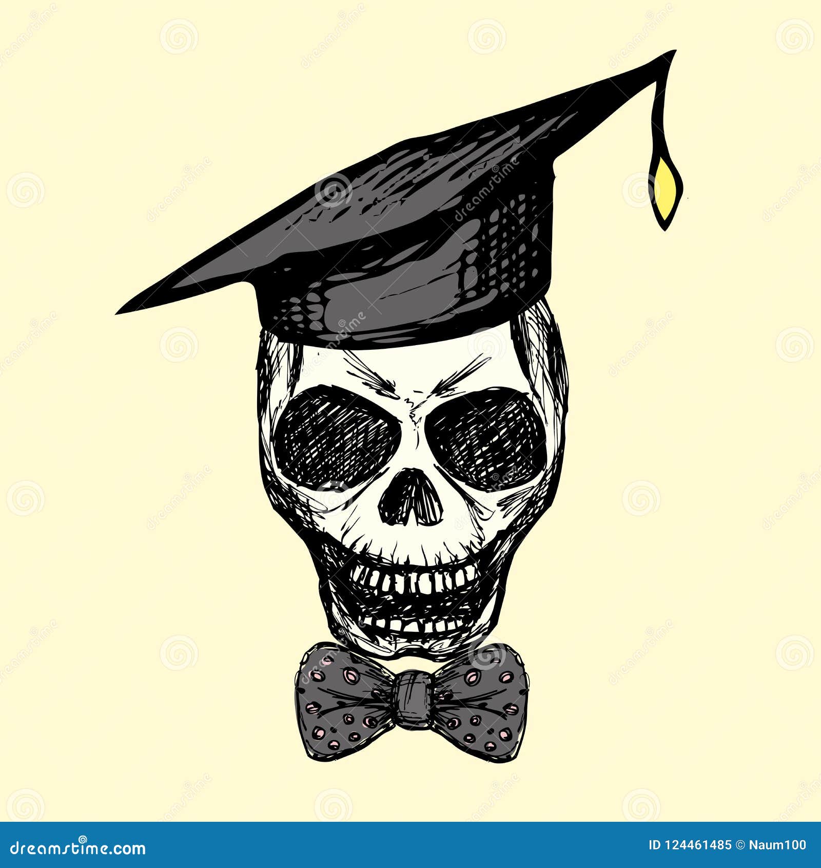 Skull in Graduation Student Hat, Stock Vector - Illustration of dead ...