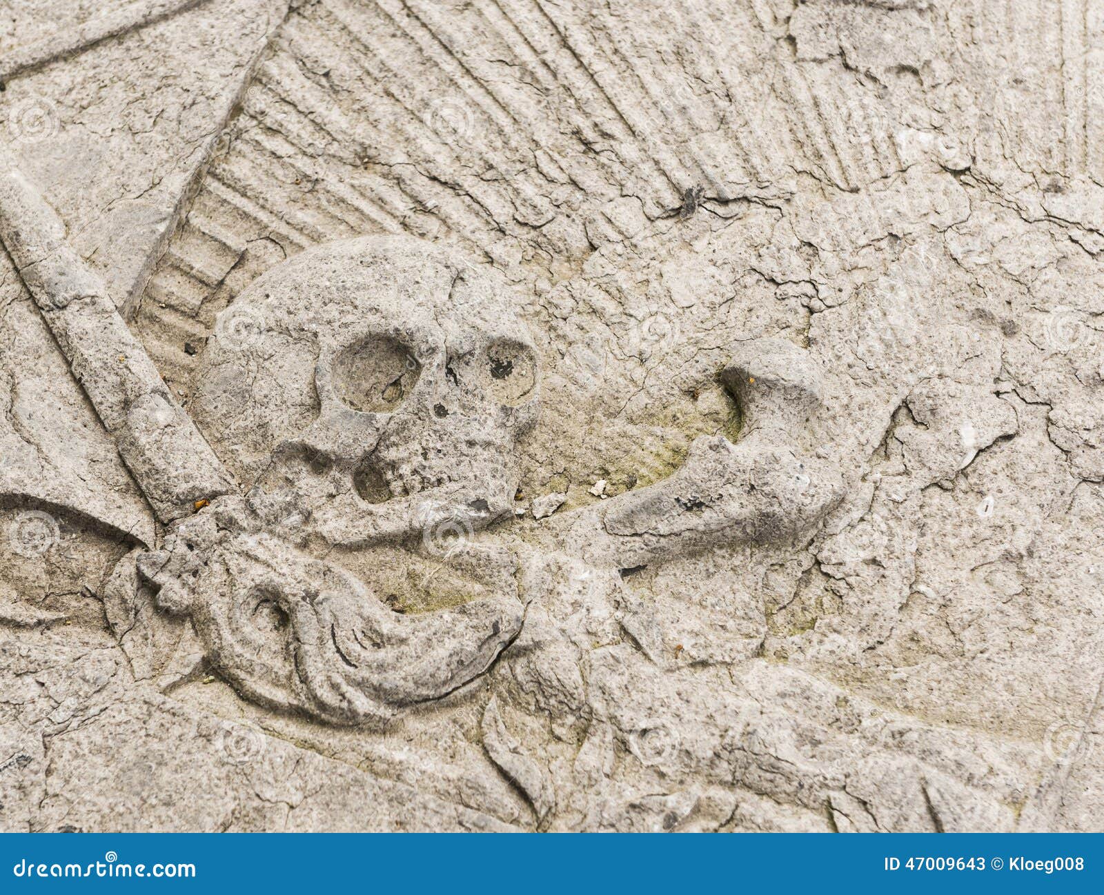 Skull on gravestone stock image. Image of cemetry, graveyard - 47009643