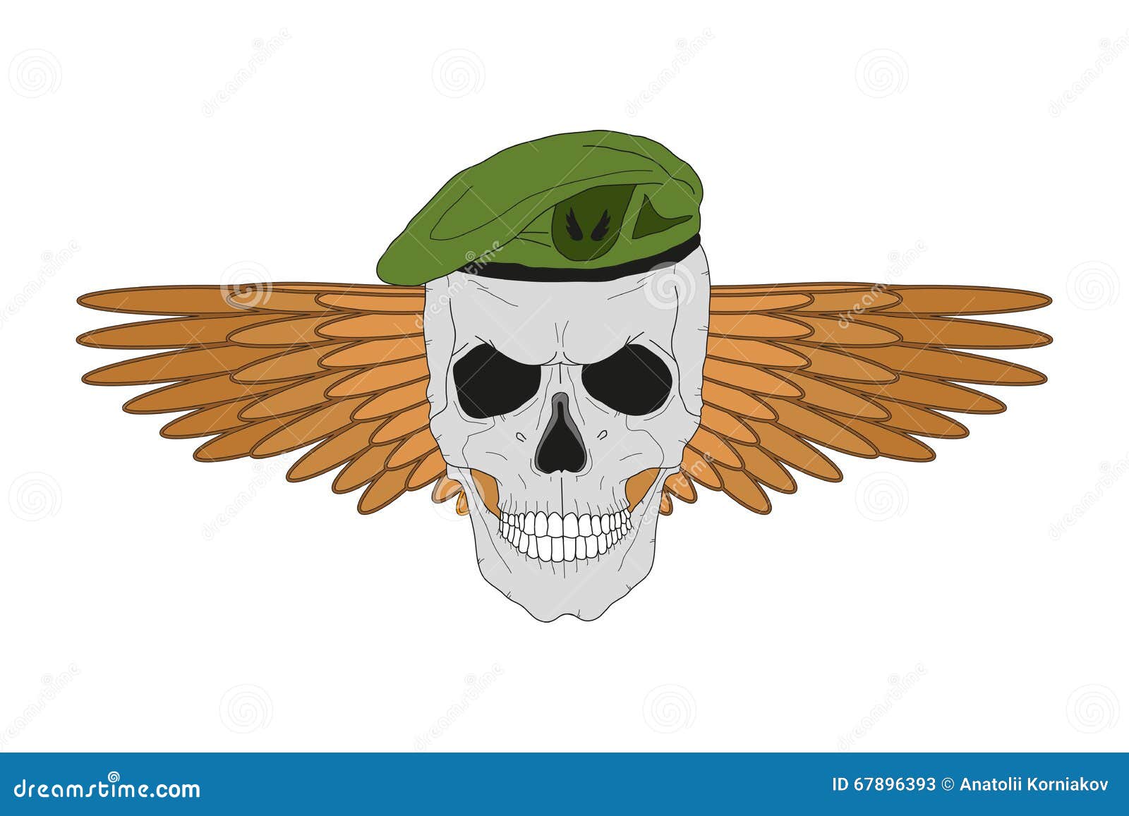 Skull In Beret With Dagger Vector Illustration | CartoonDealer.com ...