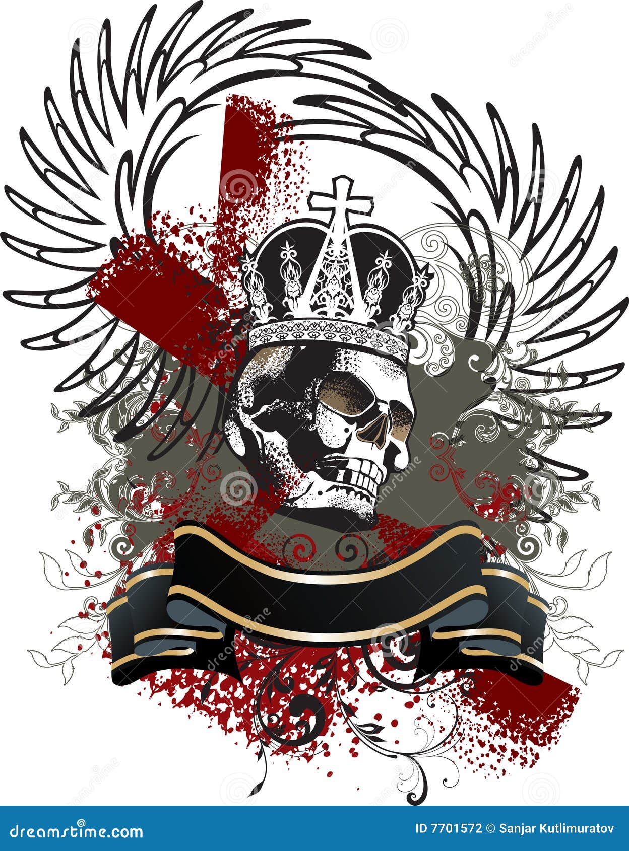 Skull grunge emblem stock illustration. Illustration of aggression ...