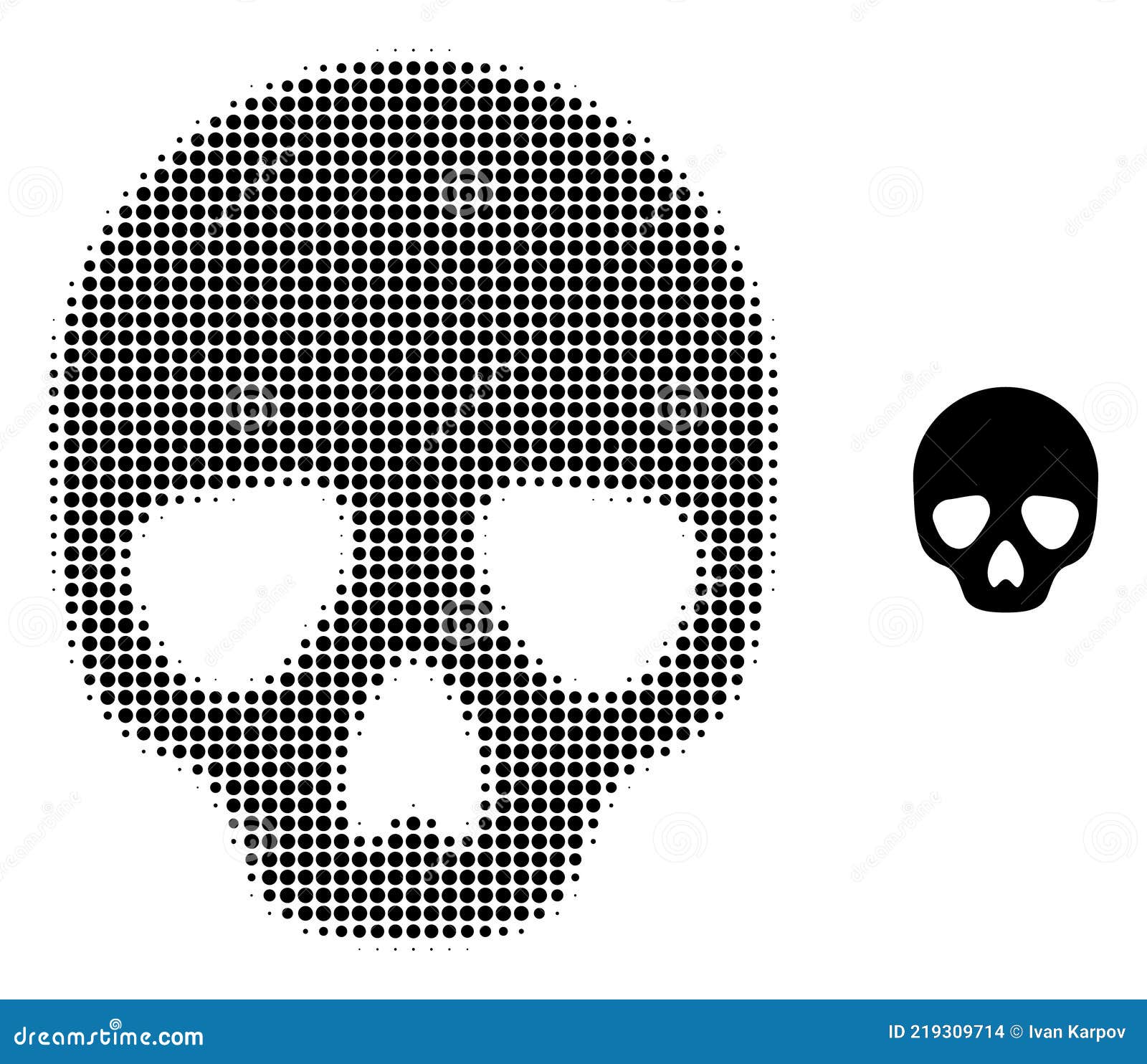 Skull Halftone Dotted Icon stock vector. Illustration of skeleton ...
