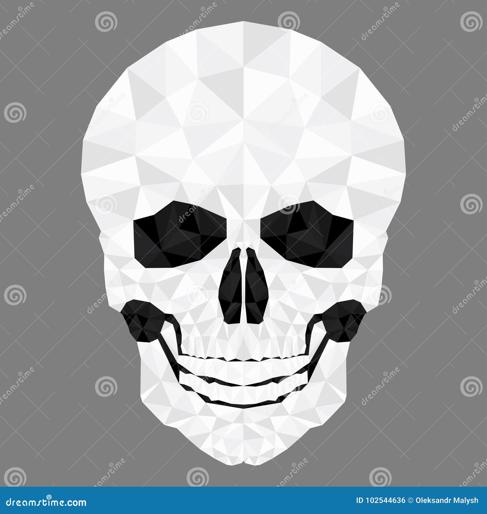 Skull head low poly stock vector. Illustration of color - 102544636