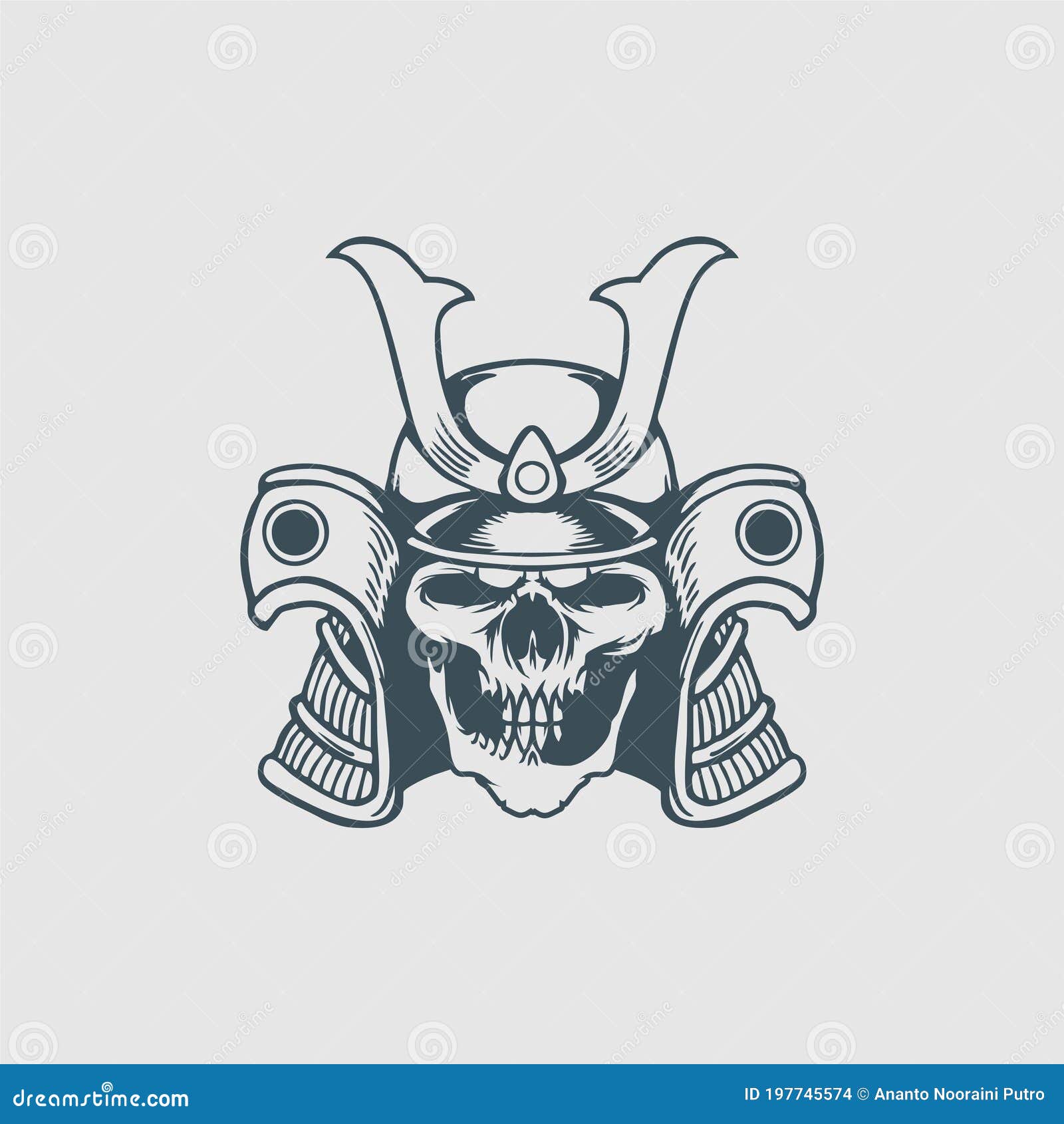 Head Of Shogun Sports Logo Concept Illustration Cartoon Vector ...