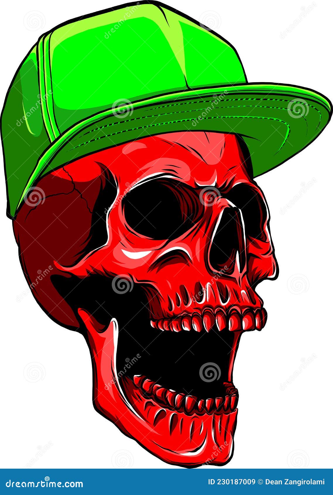 Skull Head with Snap Back Vector Illustration Stock Vector ...