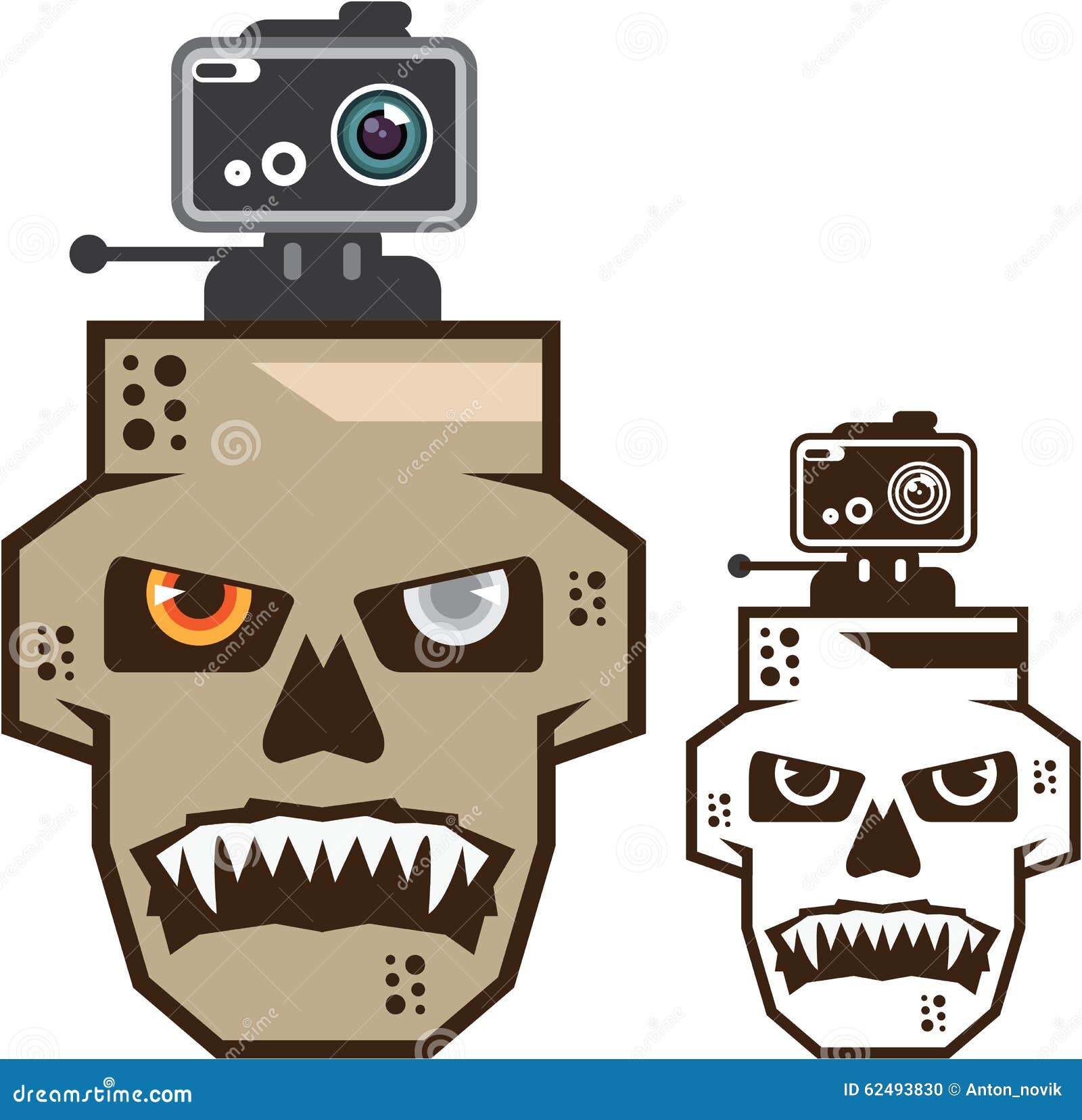 Skull headcam vector stock vector. Illustration of equipment - 62493830