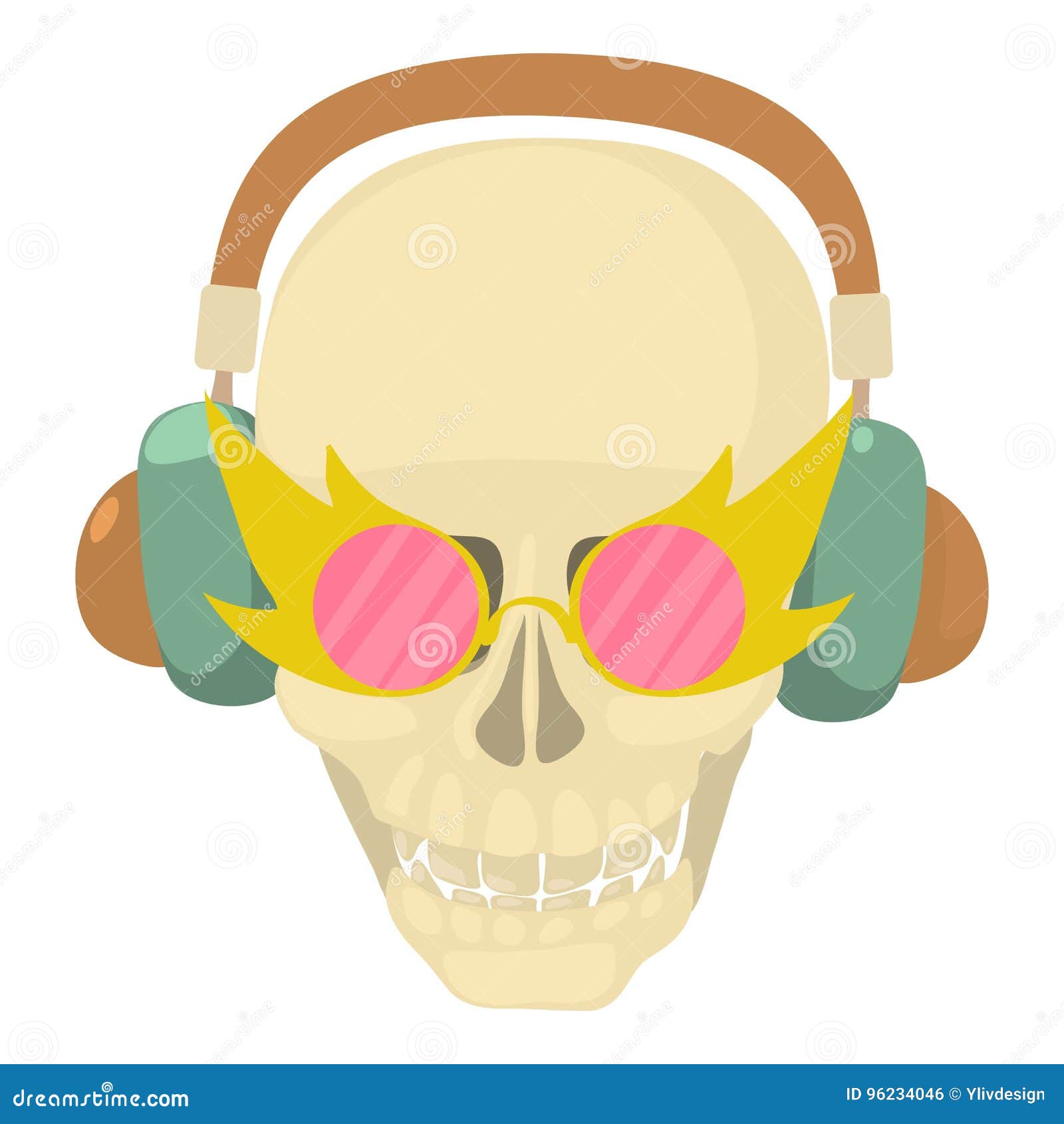 Skull with Headphones Icon, Cartoon Style Stock Vector - Illustration ...