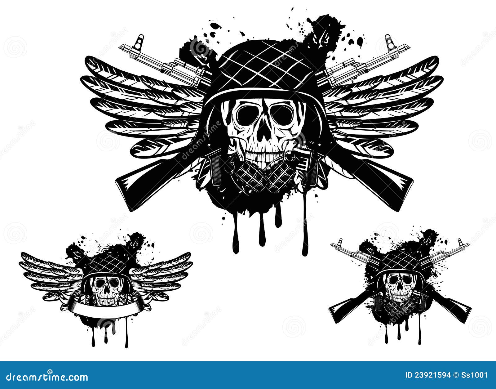 Skull in Helmet and Grenade Stock Vector - Illustration of machine ...