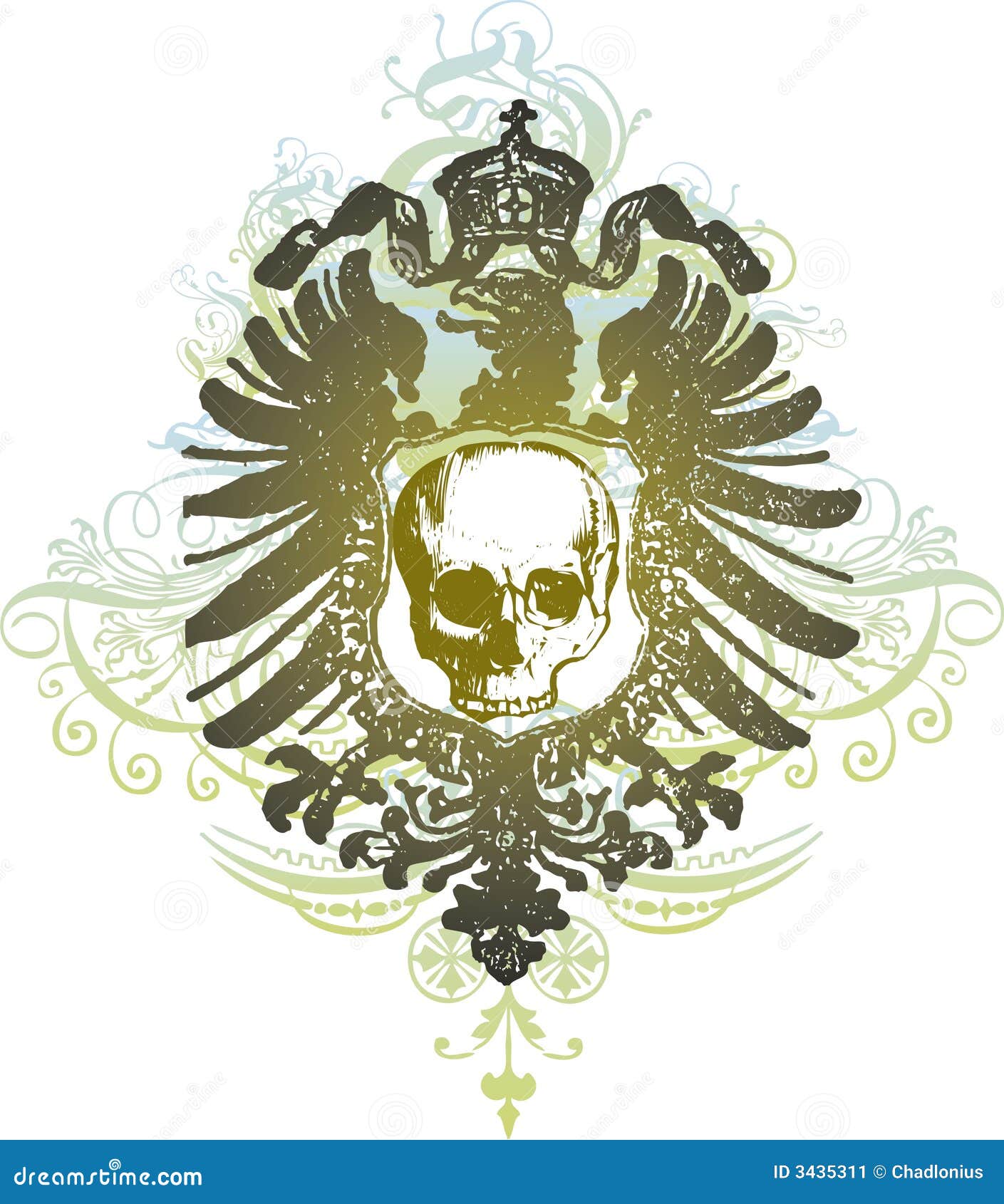 Skull Heraldry Illustration Stock Vector - Illustration of gothic, evil ...