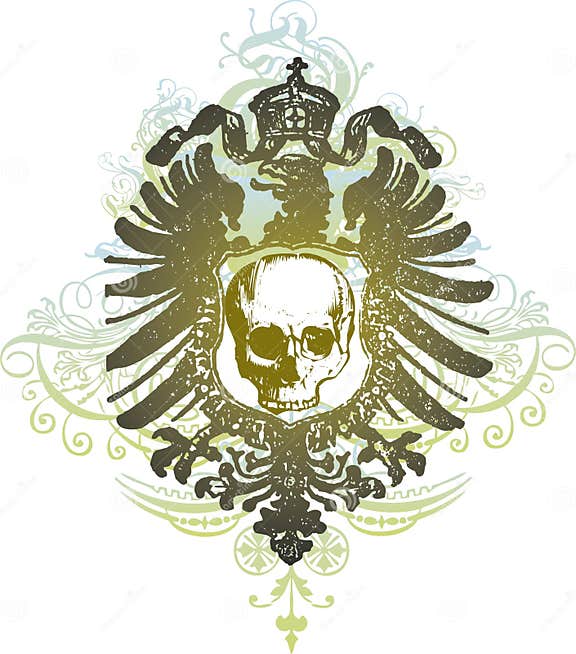 Skull Heraldry Illustration Stock Vector - Illustration of gothic, evil ...