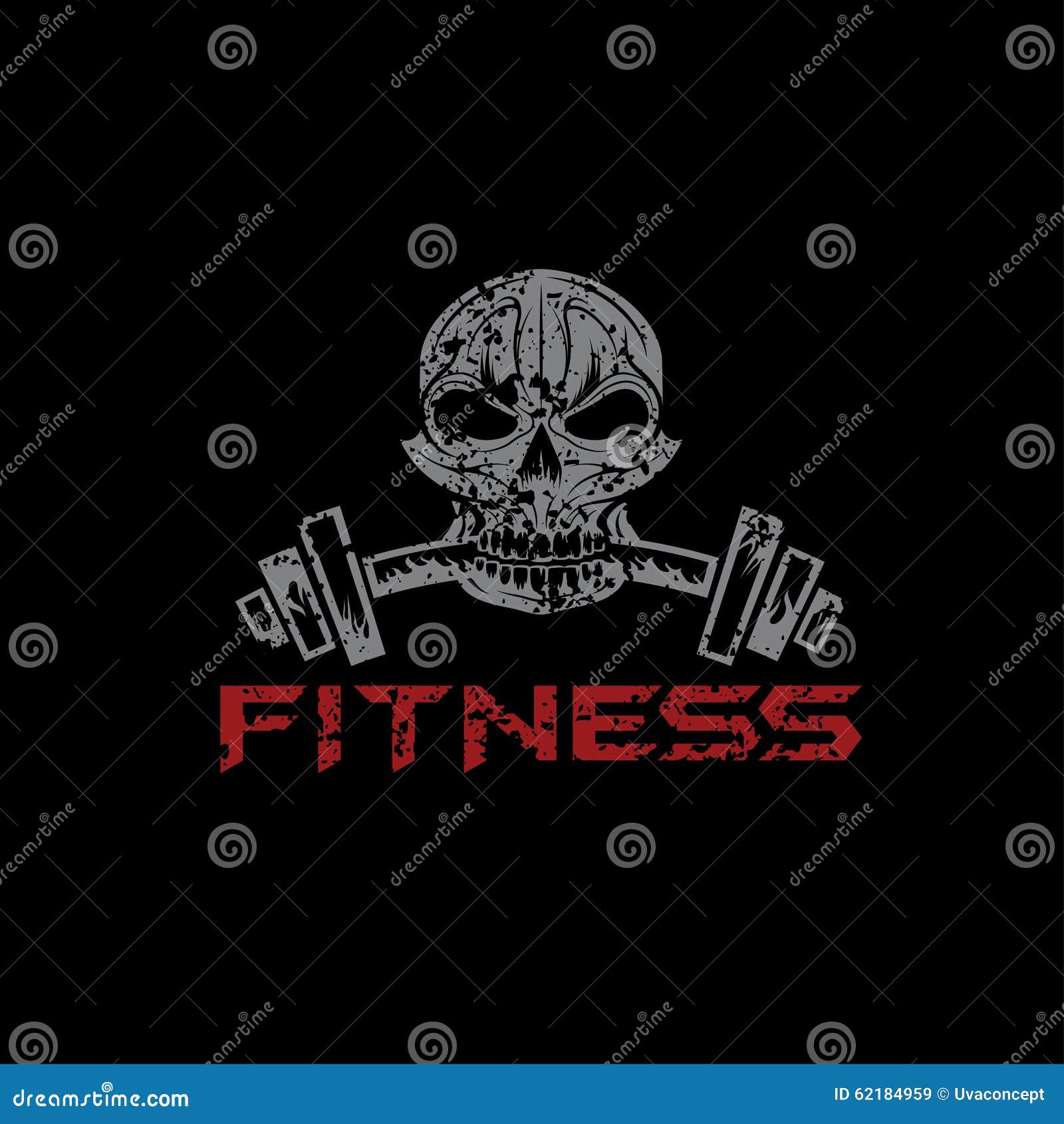 Skull With Barbell In Teeth. Design Element For Gym Logo, Label, Emblem ...