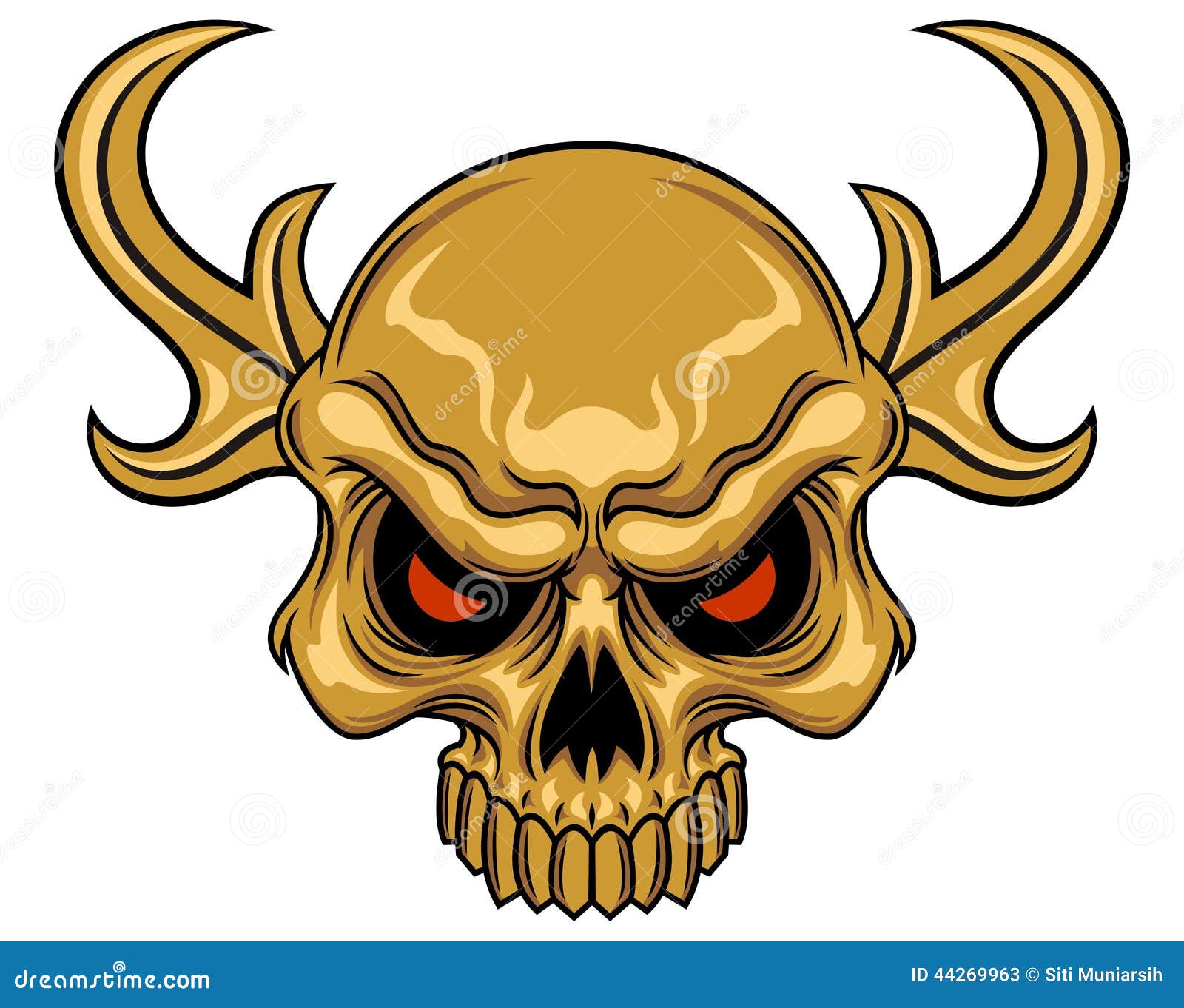 Skull with horn stock vector. Illustration of yellow - 44269963