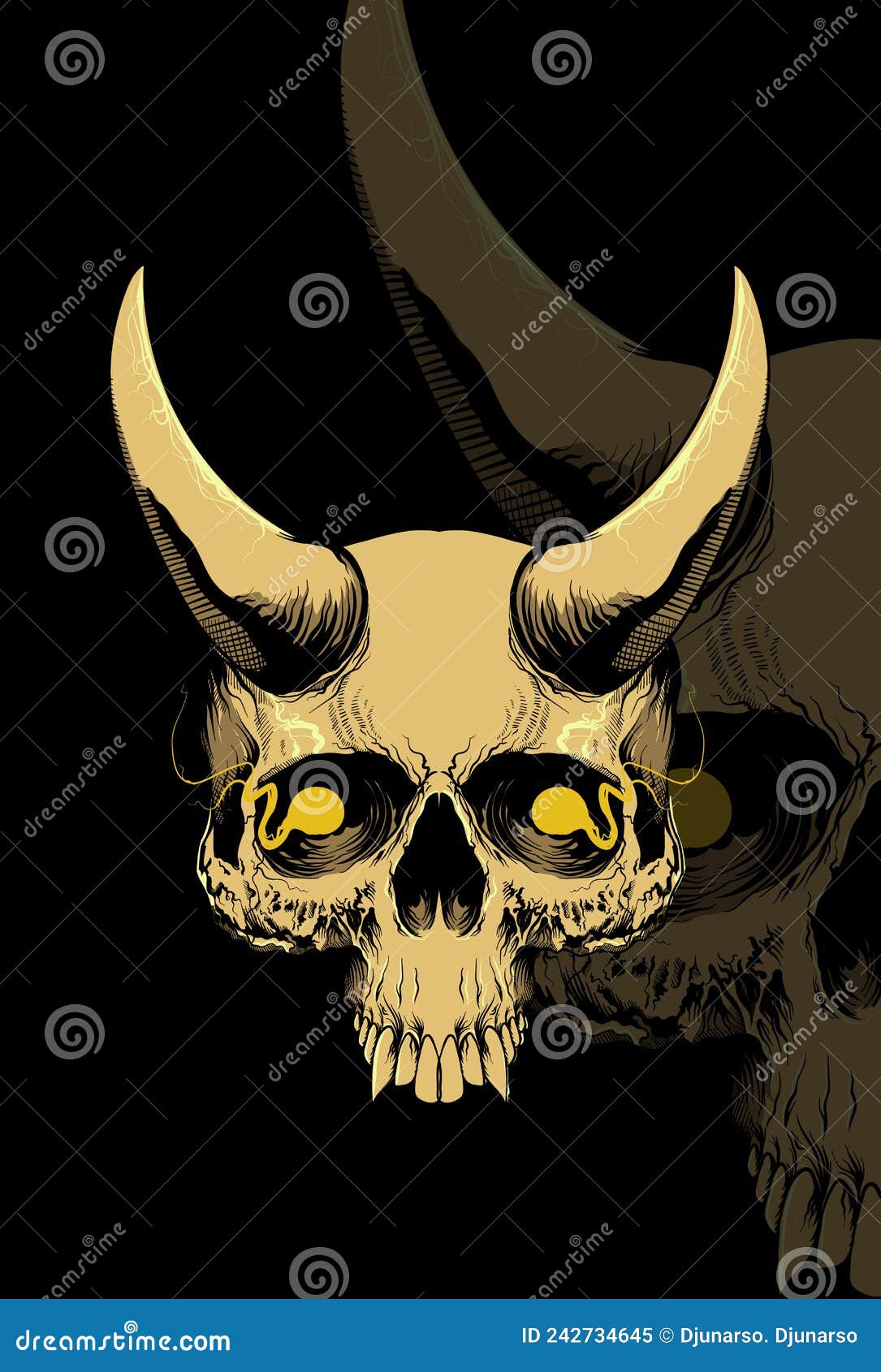 Skull with Horn Vector Illustration Stock Vector - Illustration of ...