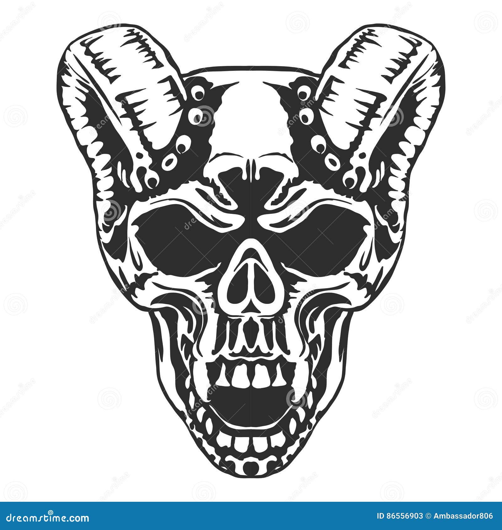 Skull, Horned Demon. Vector | CartoonDealer.com #86556903
