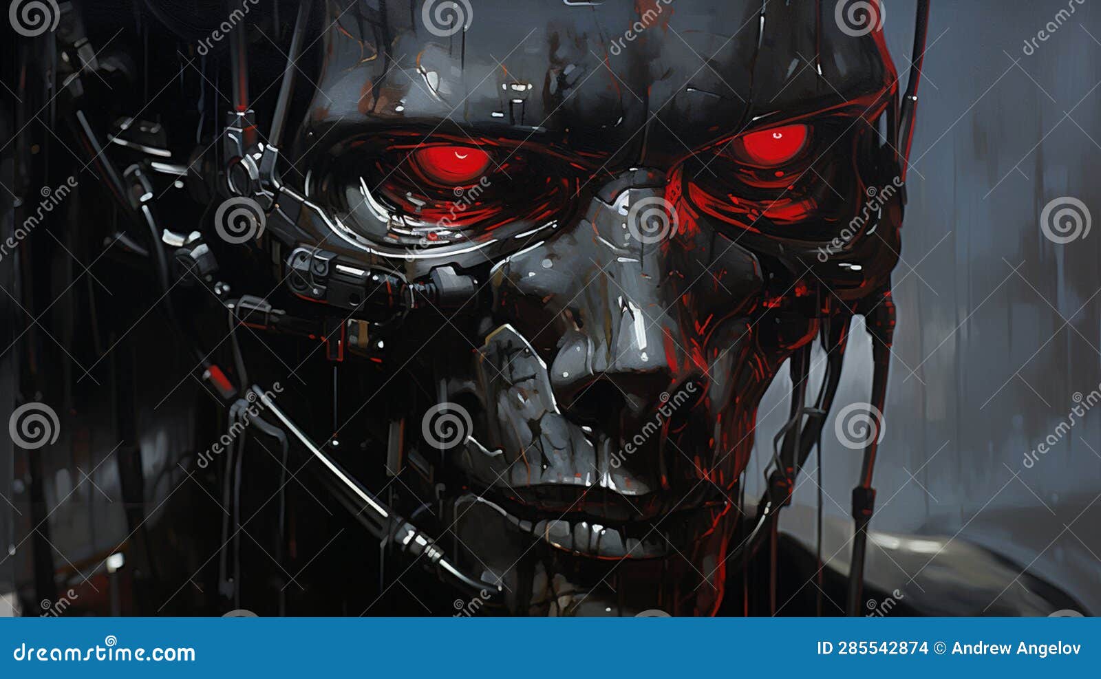 Skull of a Human Size Robot Stock Illustration - Illustration of dead ...