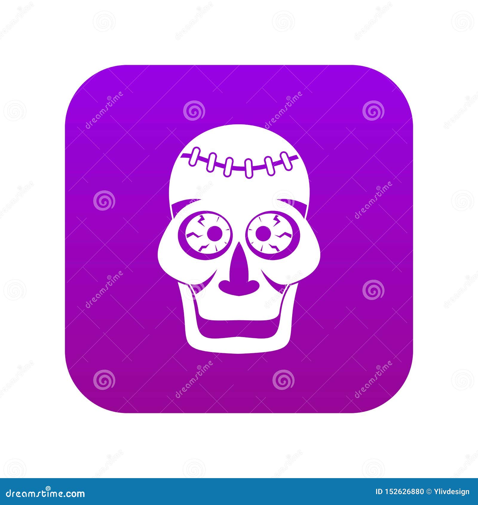 Skull icon digital purple stock vector. Illustration of head - 152626880