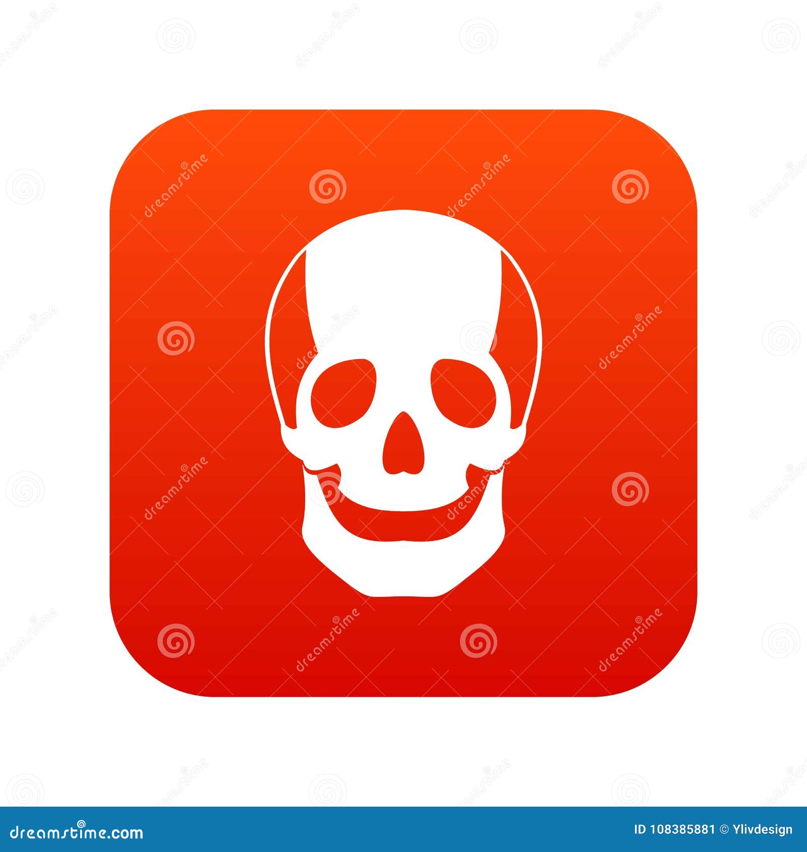 Skull icon digital red stock vector. Illustration of anatomical - 108385881