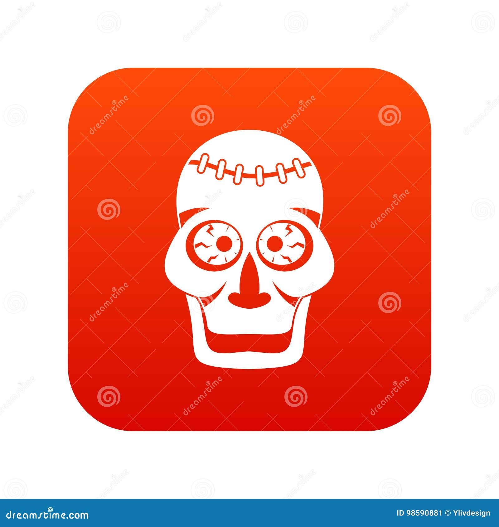 Skull icon digital red stock vector. Illustration of costume - 98590881
